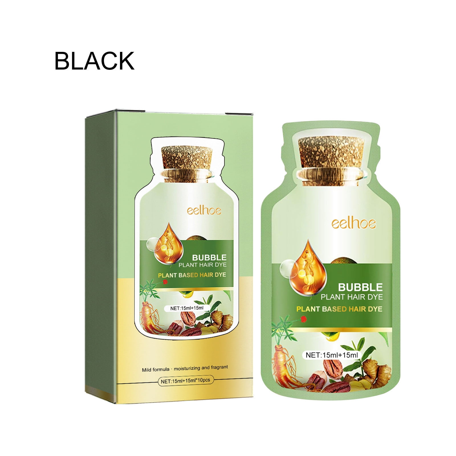 EJWQWQE Natural Plant Hair Color Change A Box Of 10 Bags Of Bubble Hair ...