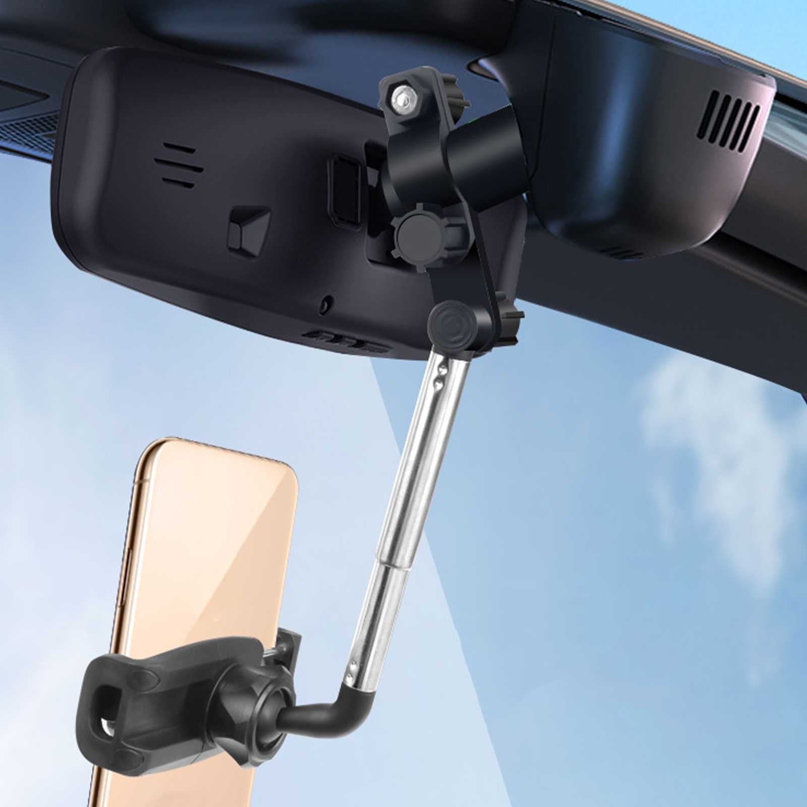 EJWQWQE Rearview Mirror Stand 4 Retractable Car Phone Stand All-round ...