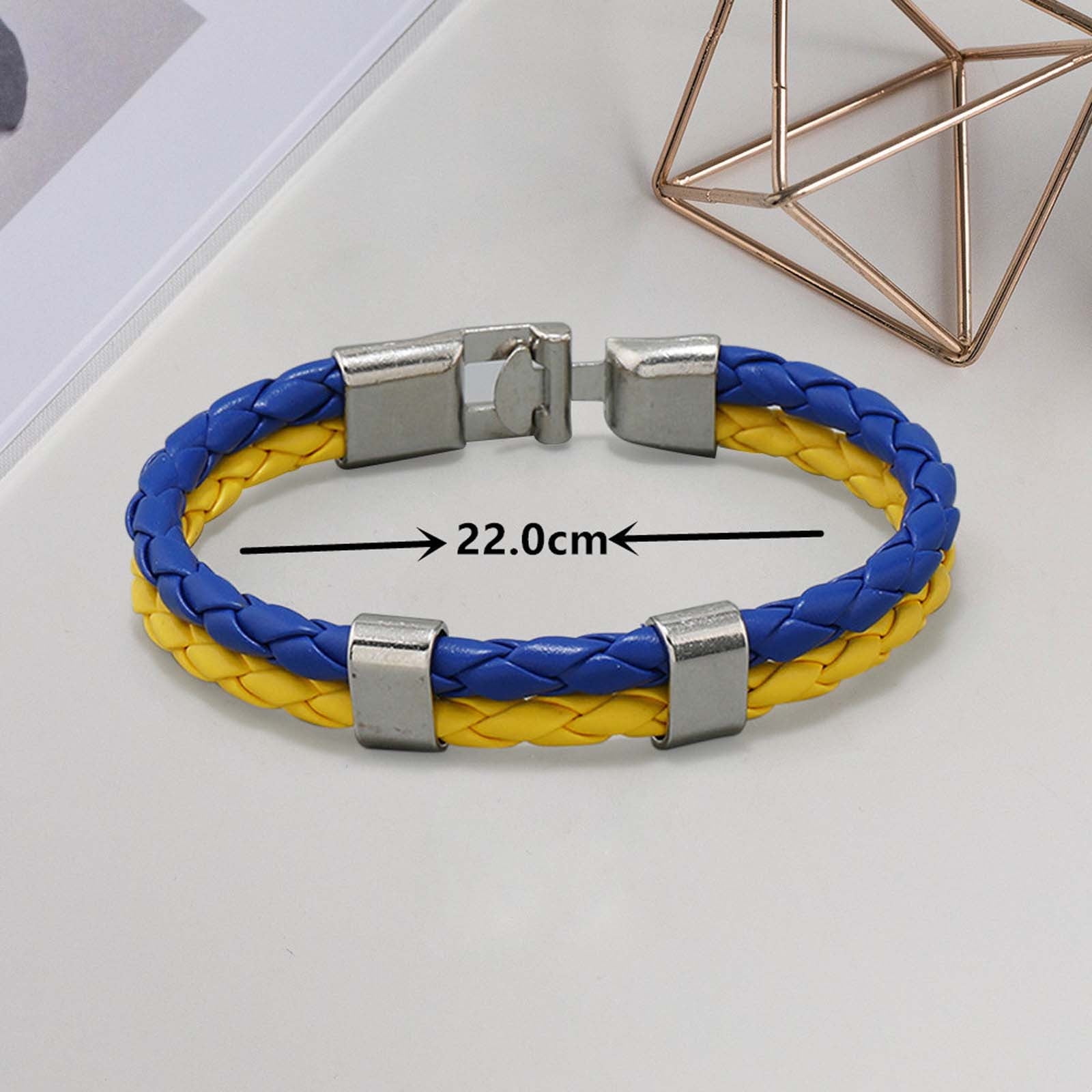 EJWQWQE Weaving Flag Color Leather Bracelet Flag Coloring Woven Leather ...