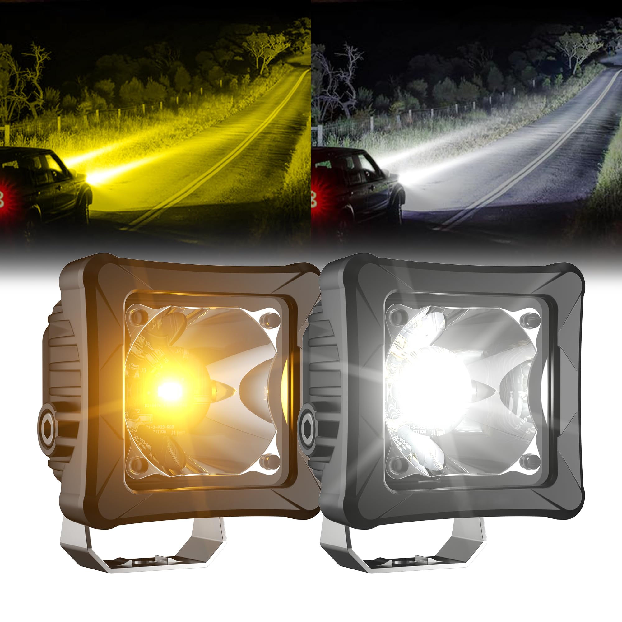 EK ENNOKING Amber White SSF20 LED Pod Light 60W Spot Beams Cube Pods ...