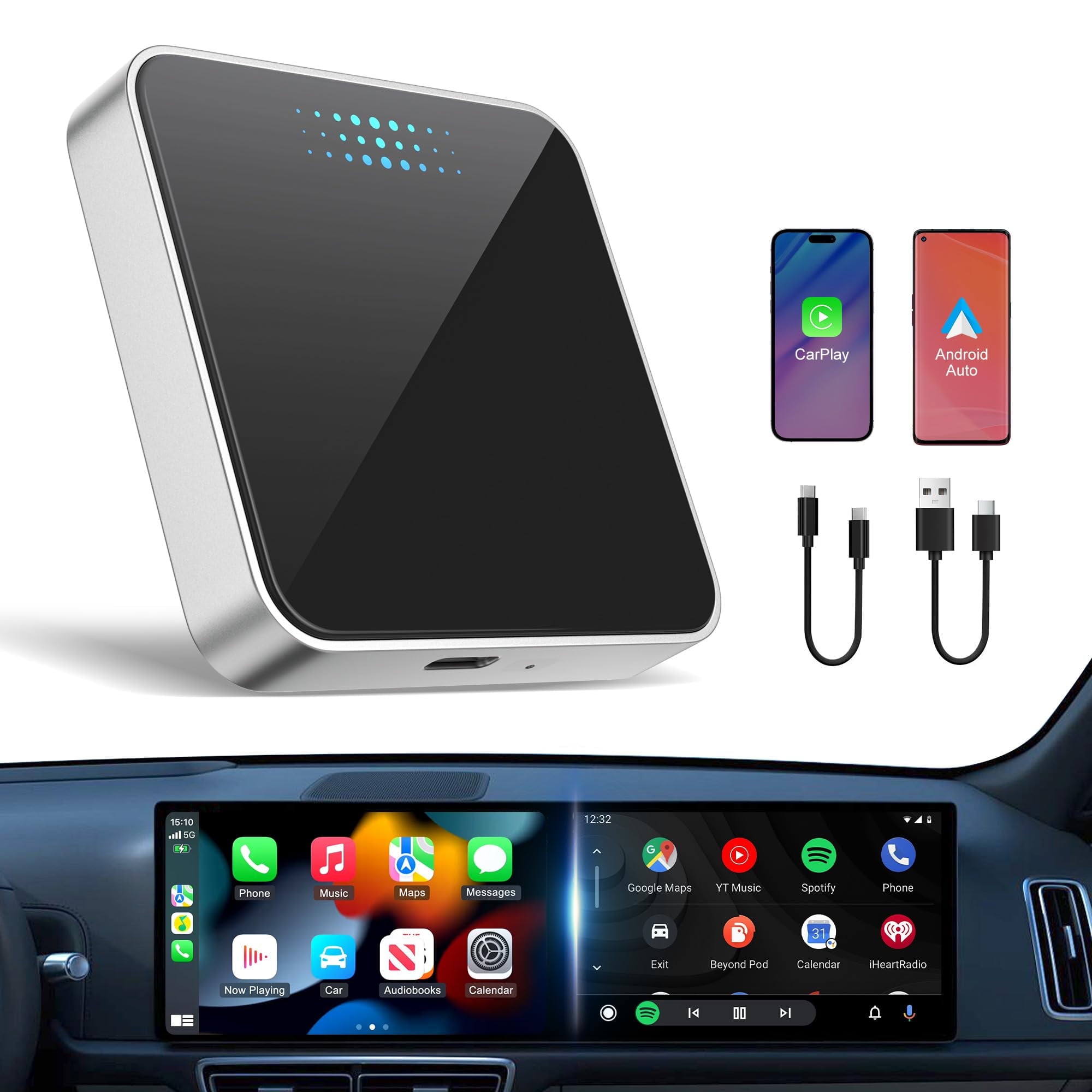 EK ENNOKING Wireless CarPlay Adapter & Android Auto Wireless Adapter ...