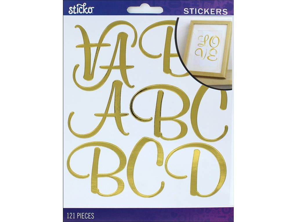 EK Sticko Sticker Alpha Script XL Gold Foil - Walmart.com