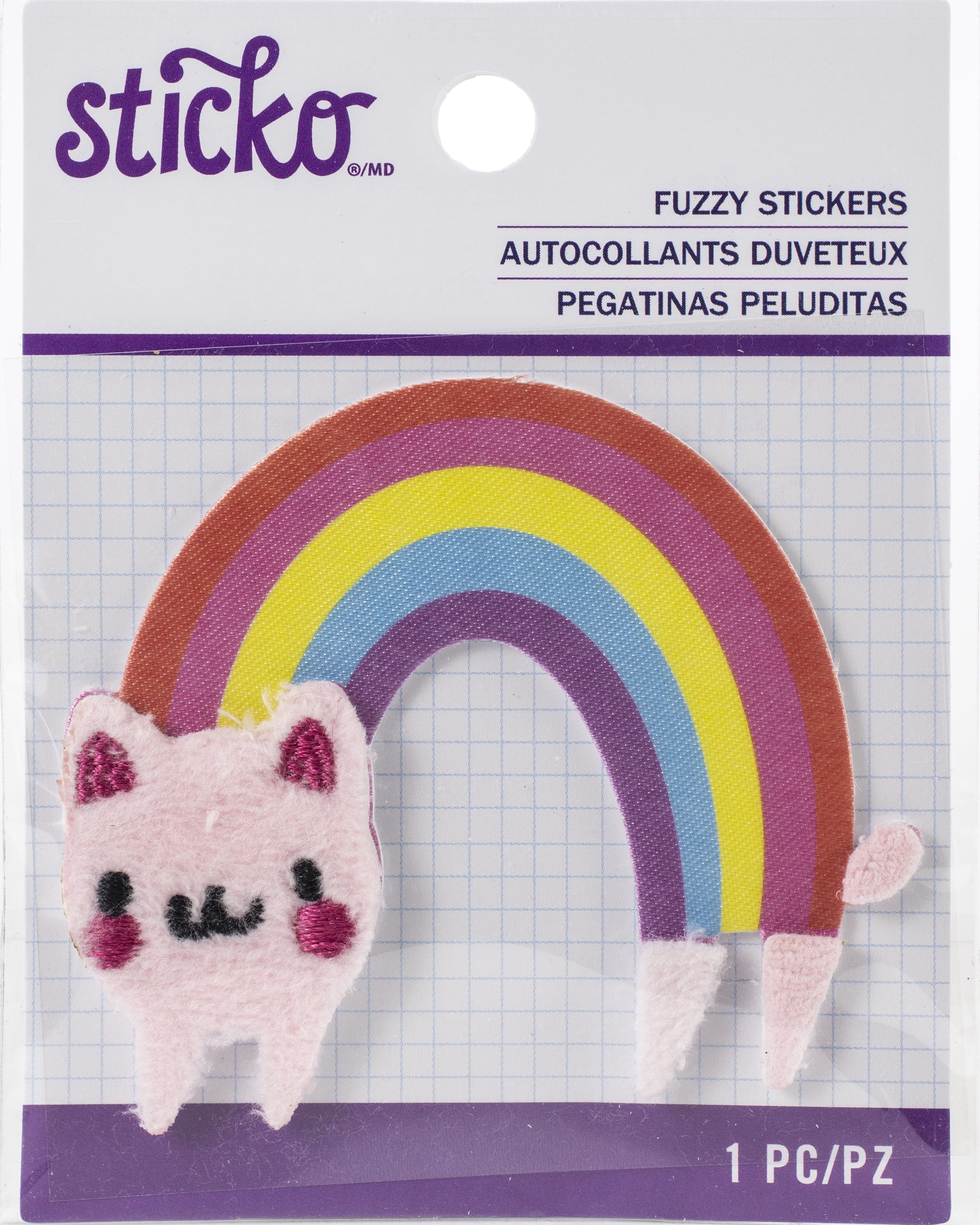 EK Sticko Sticker Fuzzy Rainbow Cat - Walmart.com
