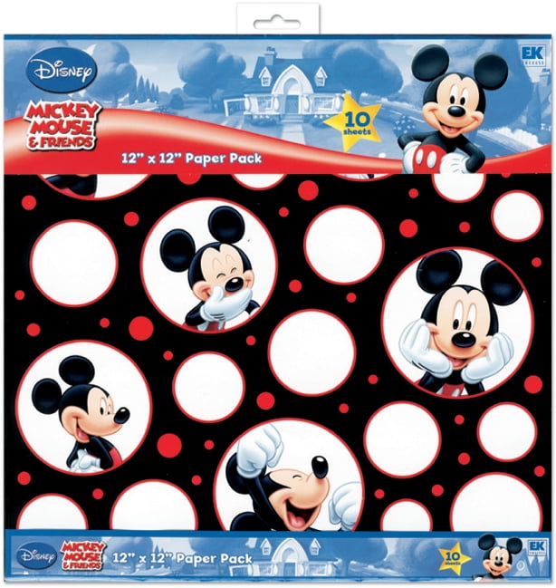 Ek Success Disney Mickey Black/White/Red Paper Pack 12x12 10 Sheets ...