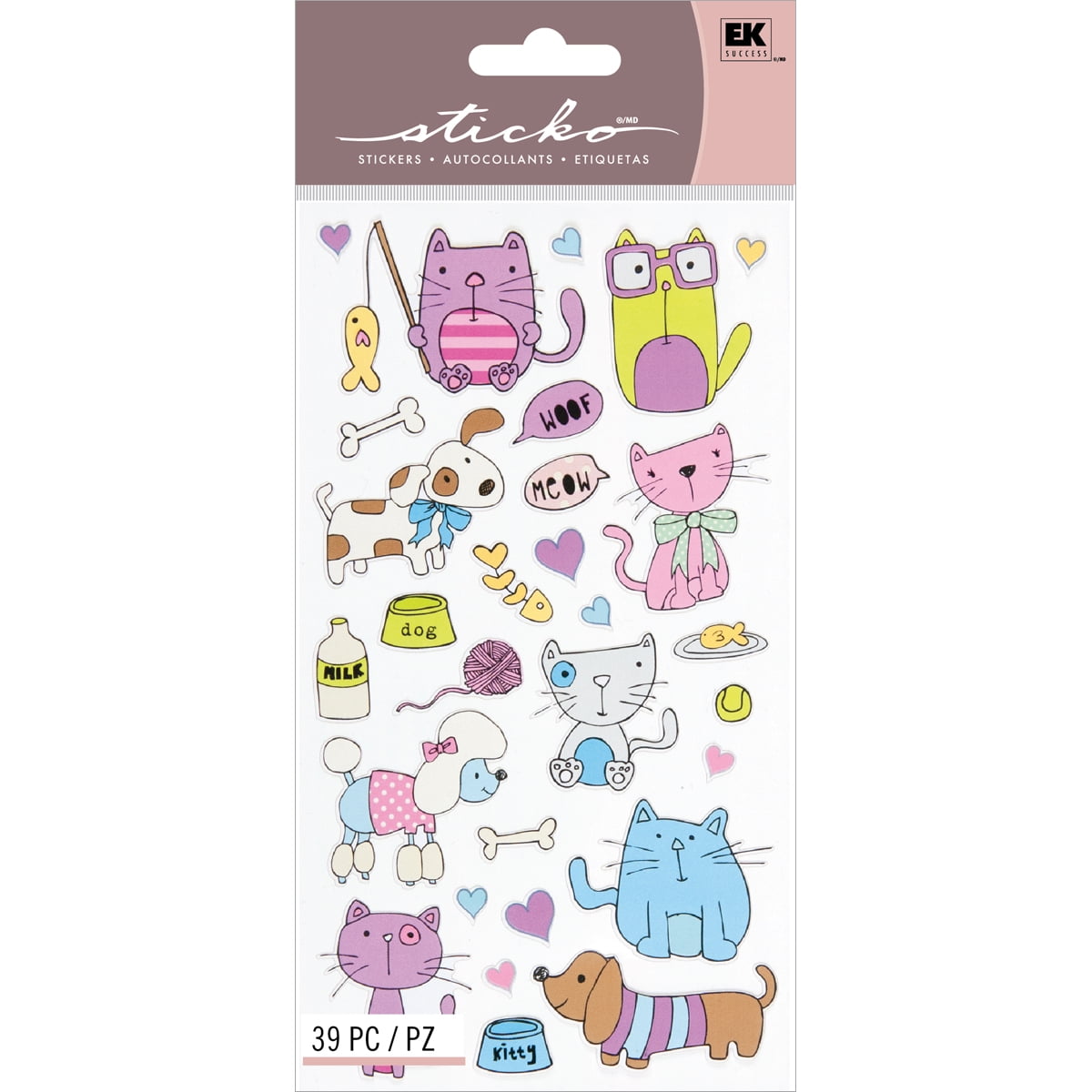 EK Success Sticko Cats & Dogs Stickers, 39 Piece - Walmart.com