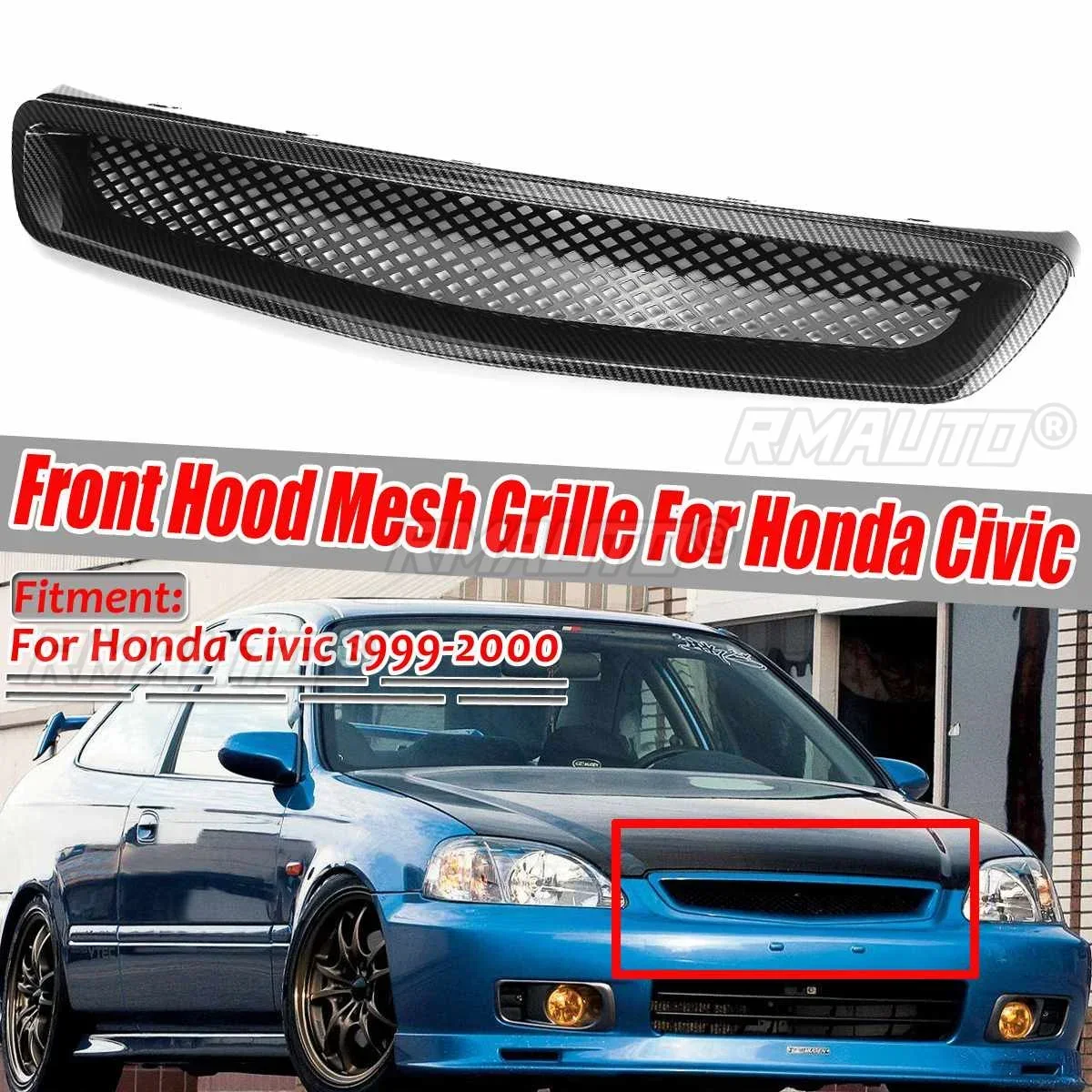 EK T-R Style Car Front Bumper Hood Mesh Grill For Honda For Civic EK CX ...