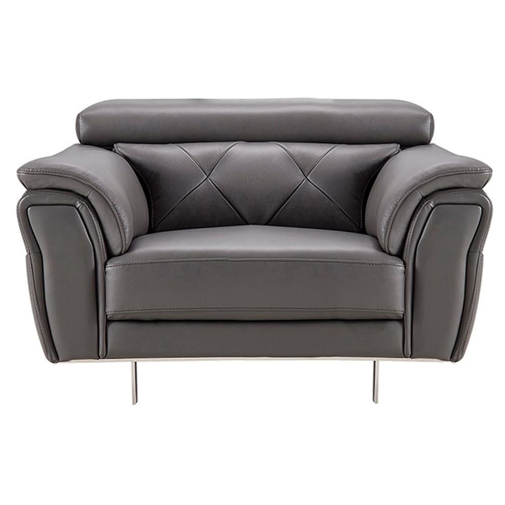 EK068 Dark Gray Color With Italian Leather Chair - Walmart.com