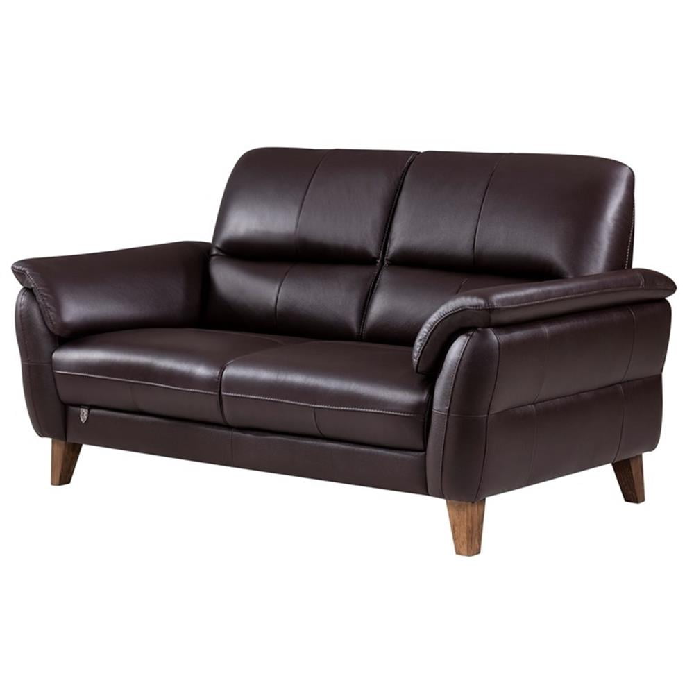EK073 Dark Chocolate (Brown) Color With Italian Leather Loveseat ...