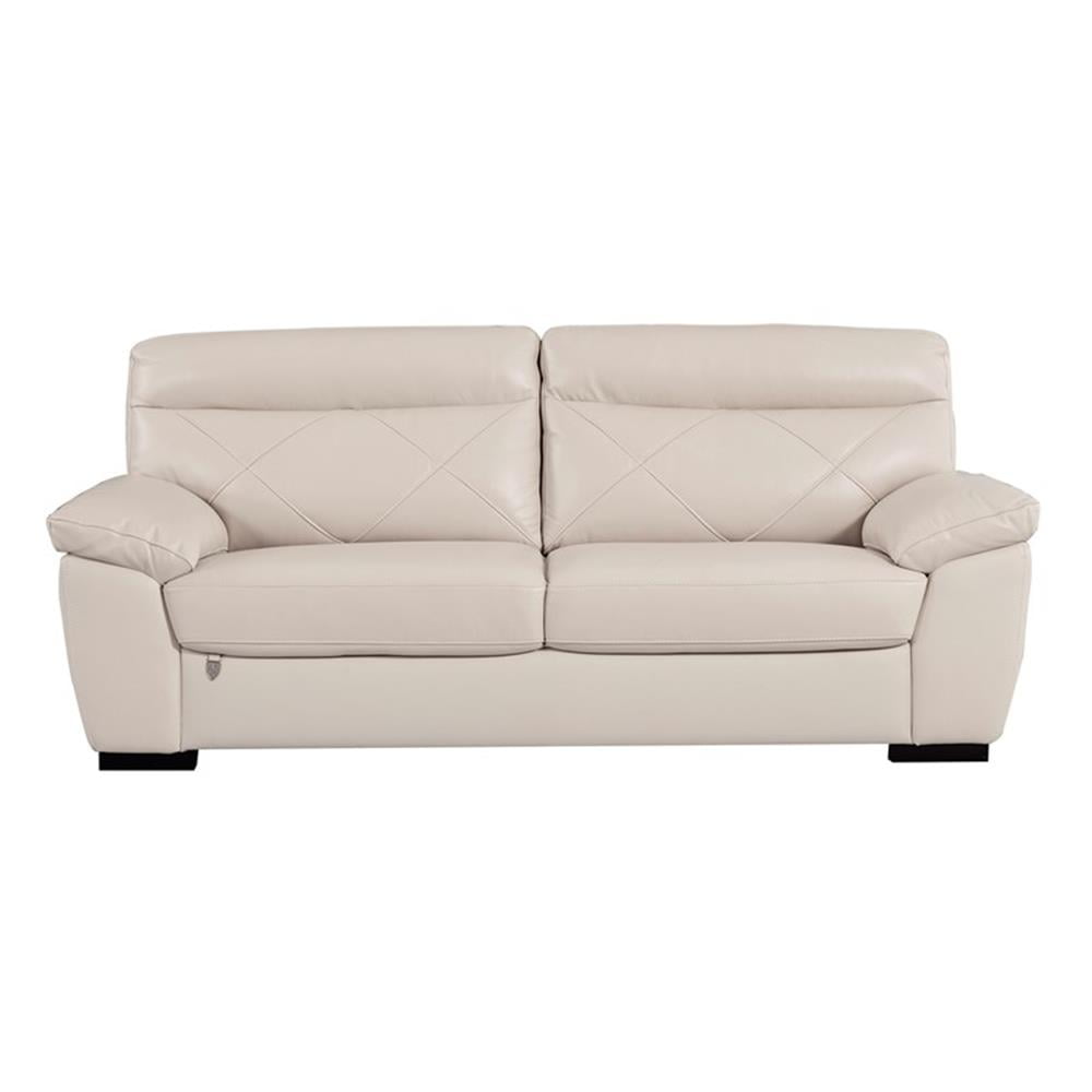 EK081 Light Gray Color With Italian Leather Sofa and wooden legs ...