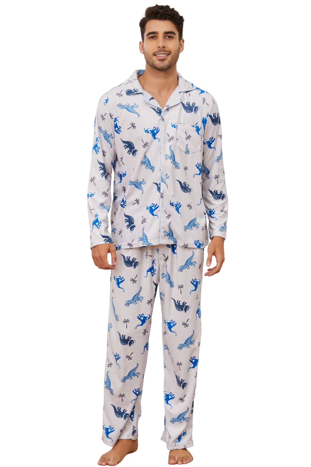 EK4YDNDS Mens Pajama Set, Soft Flannel PJS for Men Comfy Warm Printed ...