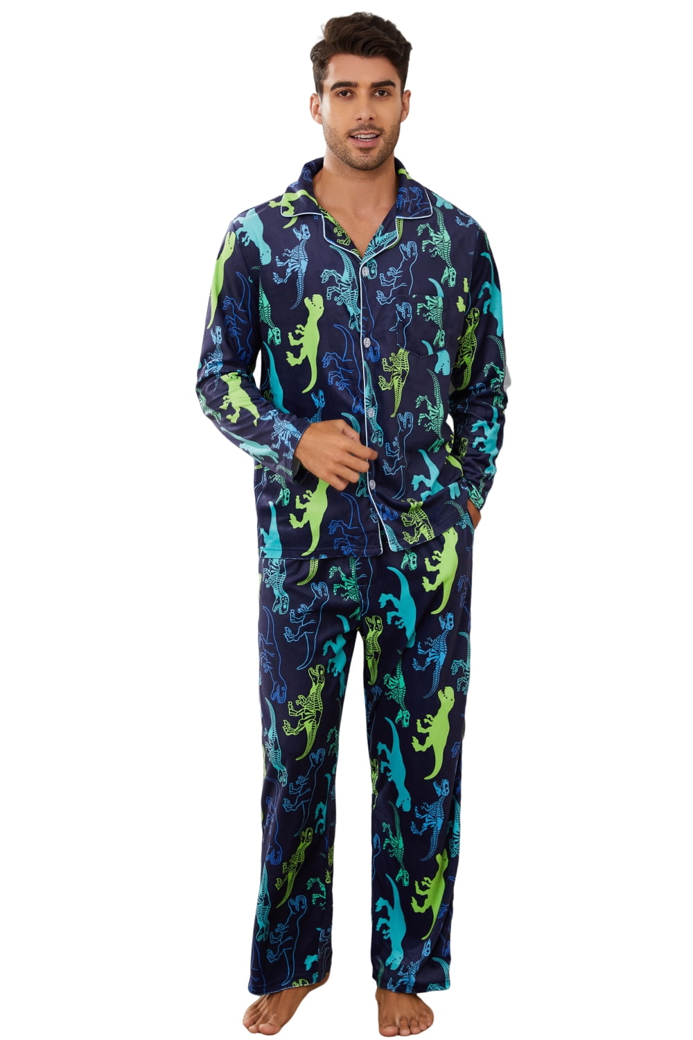 EK4YDNDS Mens Pajama Set, Soft Flannel PJS for Men Comfy Warm Printed ...