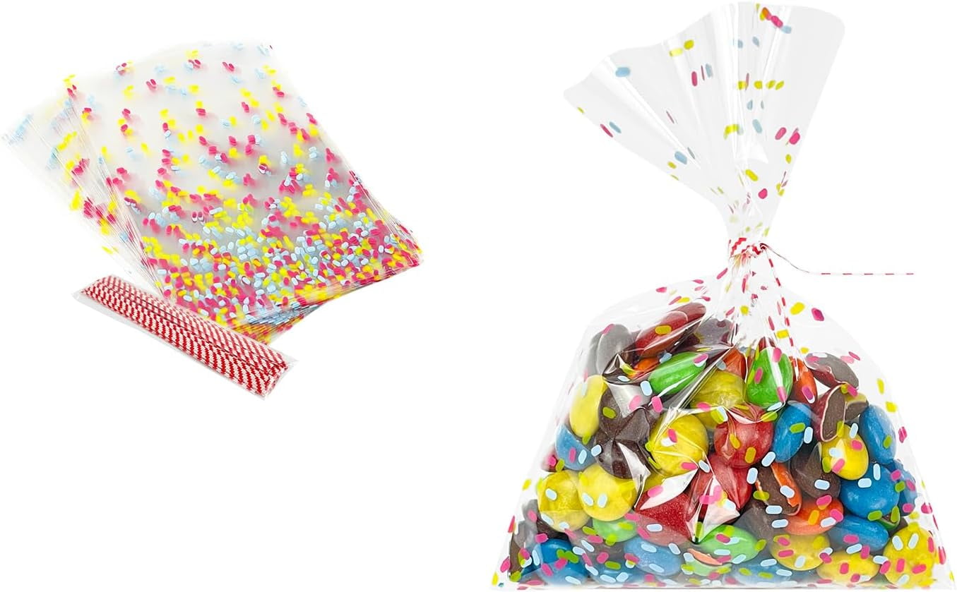 EKAPACKAGING Clear 4x6 Inches 100 Pcs Twist Ties Cellophane Bags Gift ...