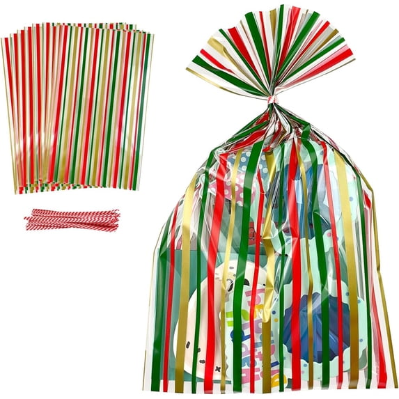 EKAPACKAGING Clear 4x6 Inches 100 Pcs Twist Ties Cellophane Bags Gift ...