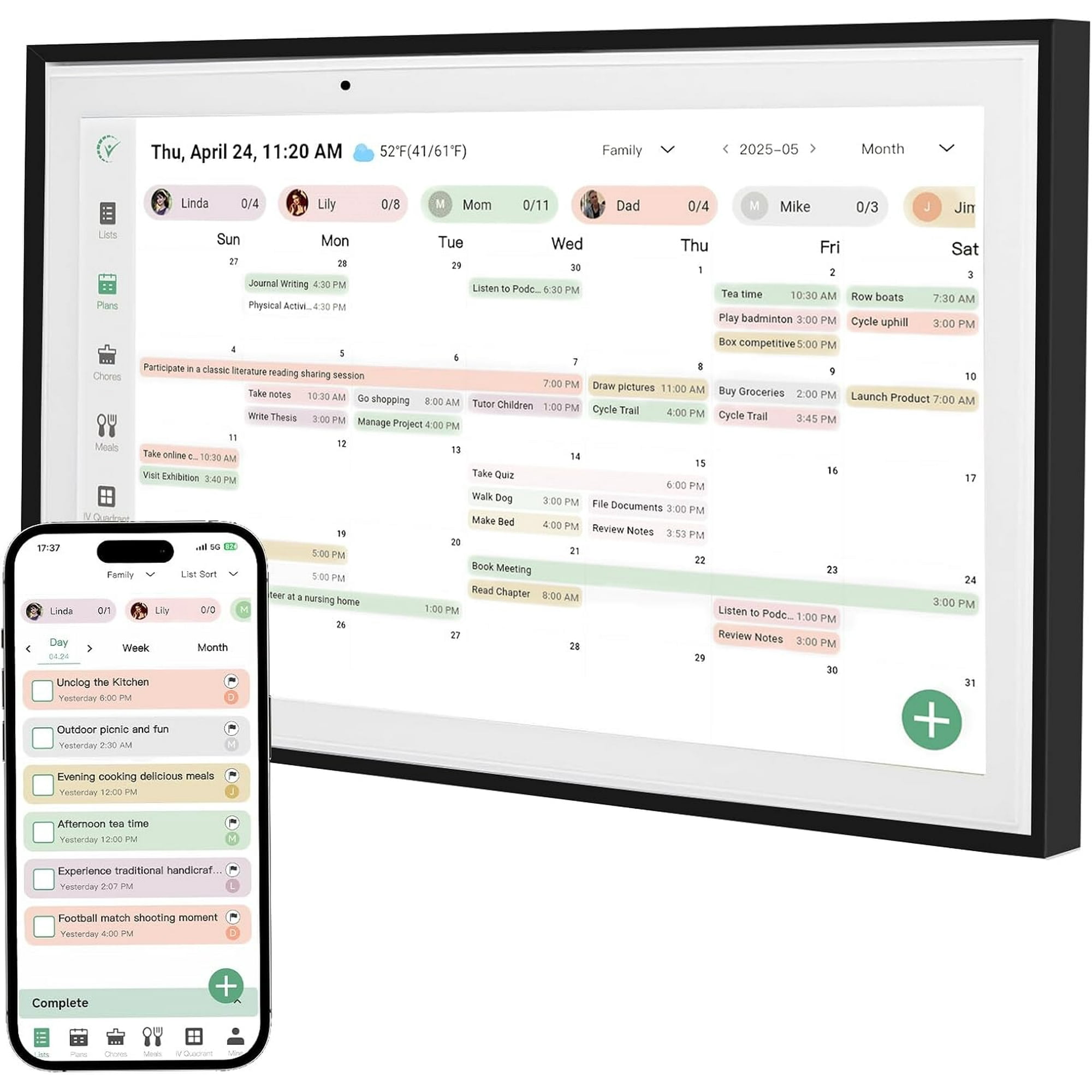 EKASN 24" Digital Calendar, 2025 Smart Planner&Chore Chart Organizer ...