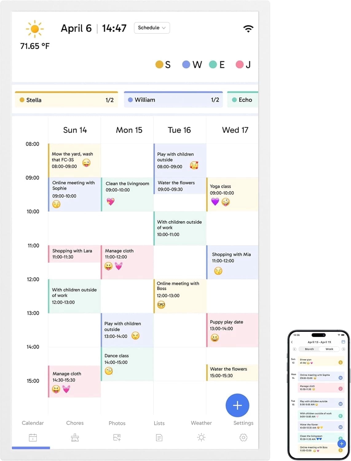EKASN Digital Calendar with Chore Chart, 27" 1080P Full HD Interactive ...
