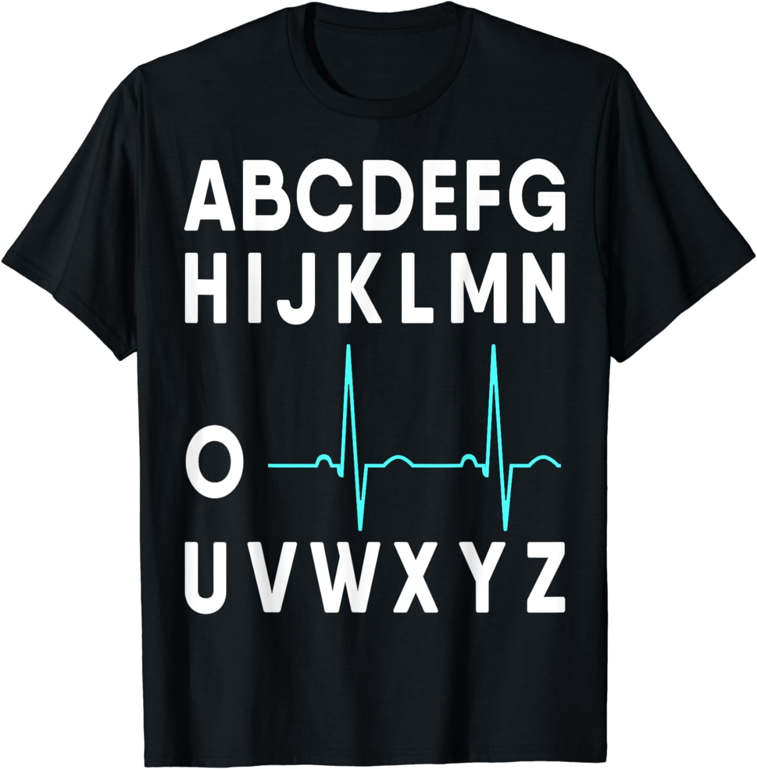 EKG Alphabet Heartbeat Line Doctor Cardiology Nurse PKRST T-Shirt ...