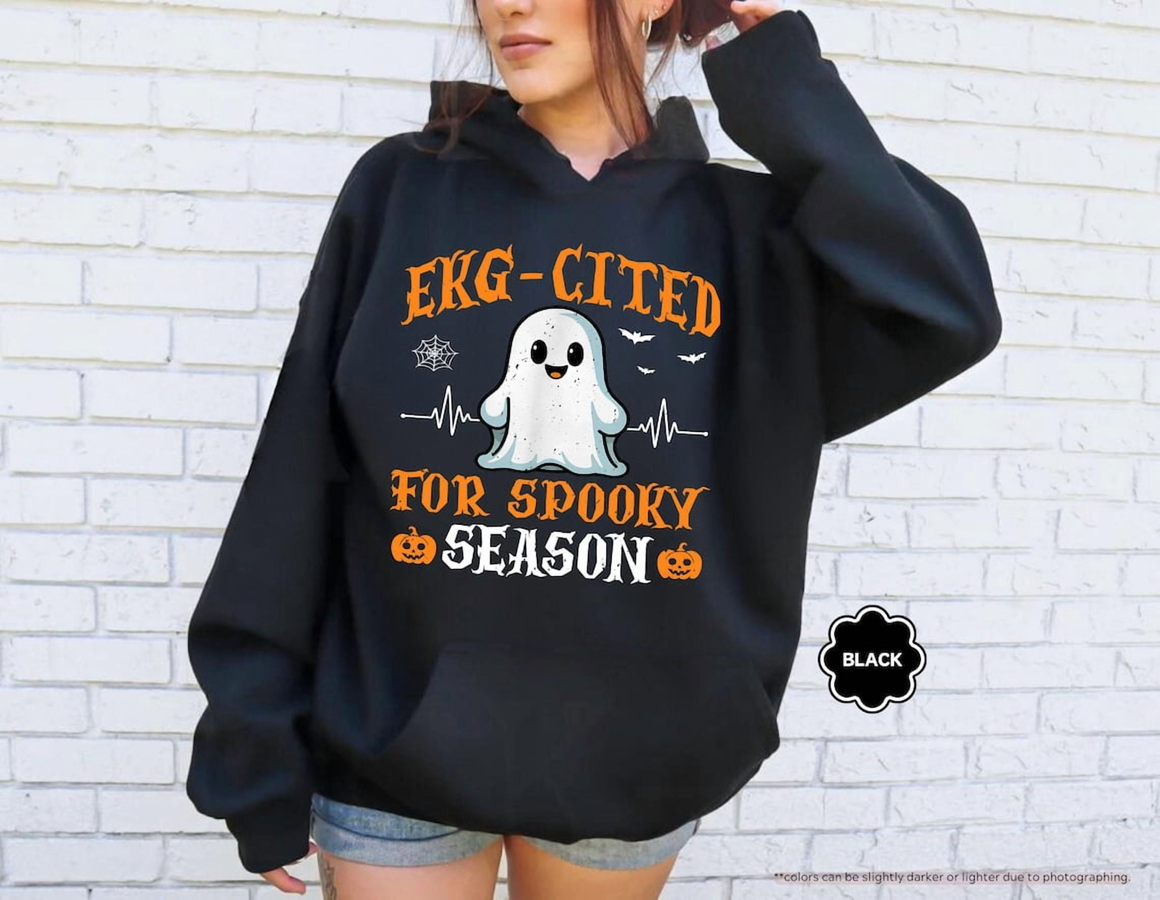 EKG Cited For Spooky Season Hoodie, Cardiac Nurse Ghost Hoodie, Nurse ...