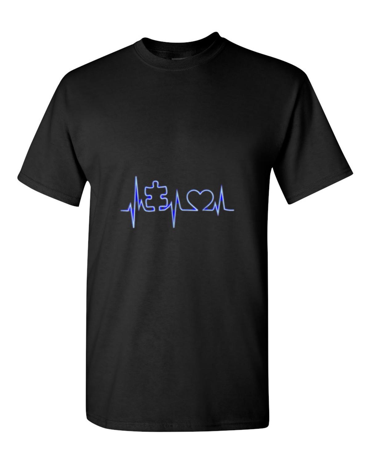 EKG Heartbeat Line With Puzzle For Neurodiversity Awareness Unisex T ...