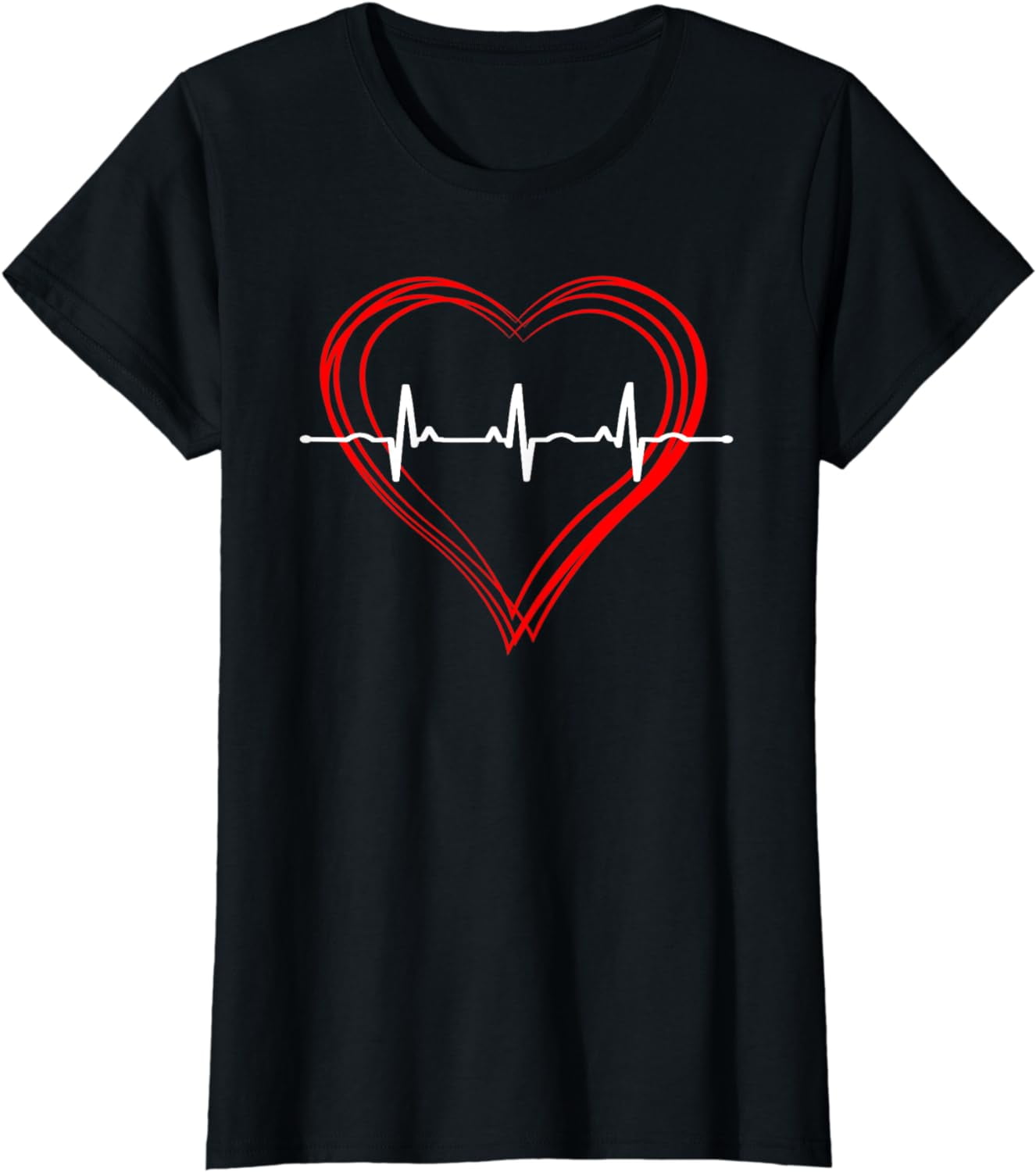 EKG Heartbeat Love Cardiogram T-Shirt Hollow ECG Heart - Walmart.com