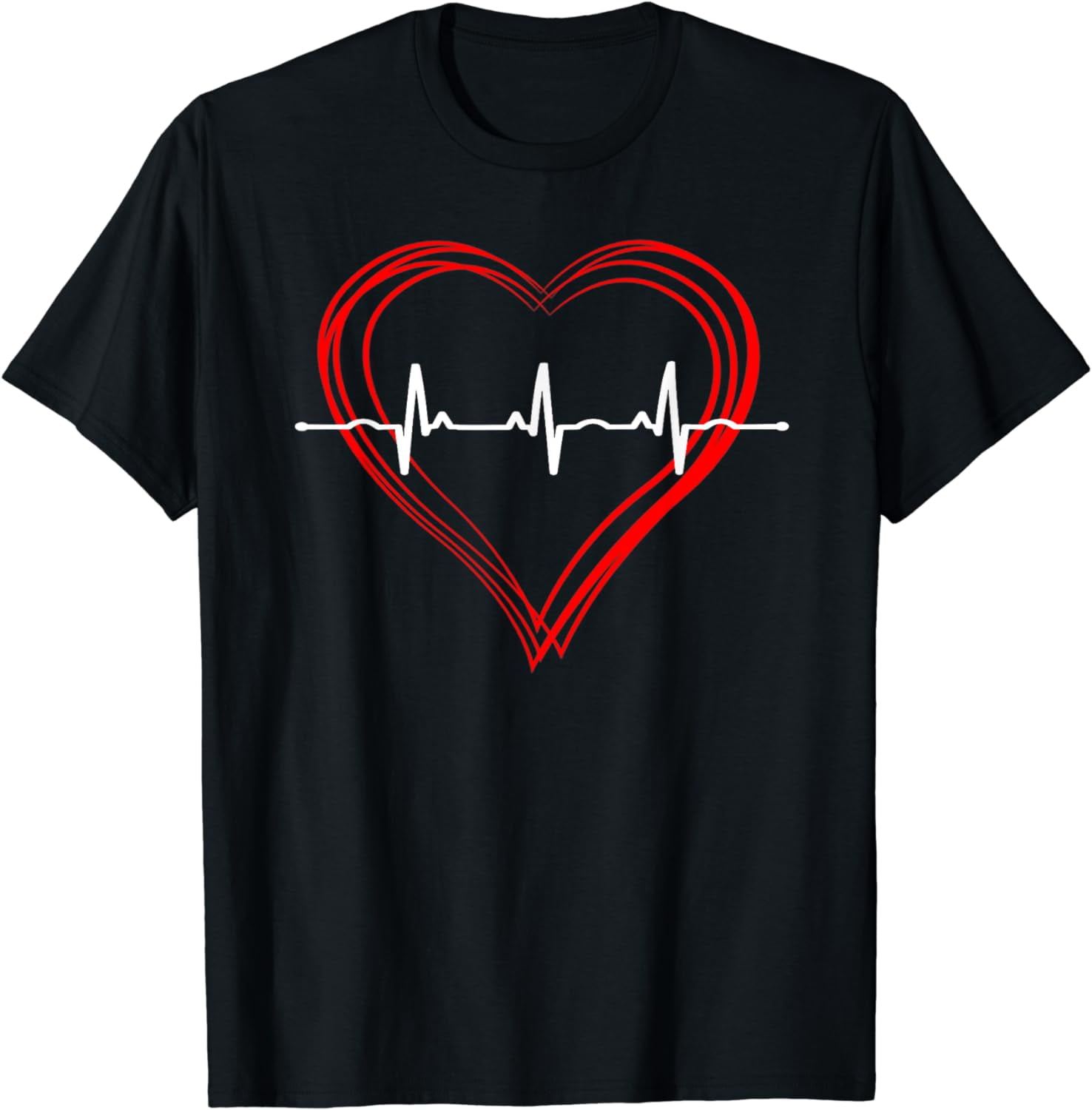 EKG Heartbeat Love Cardiogram T-Shirt Hollow ECG Heart - Walmart.com