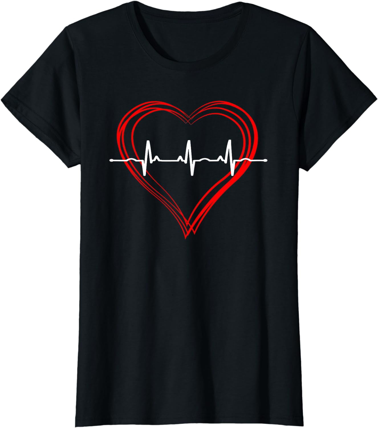 EKG Heartbeat Love Cardiogram T-Shirt Hollow ECG Heart - Walmart.com