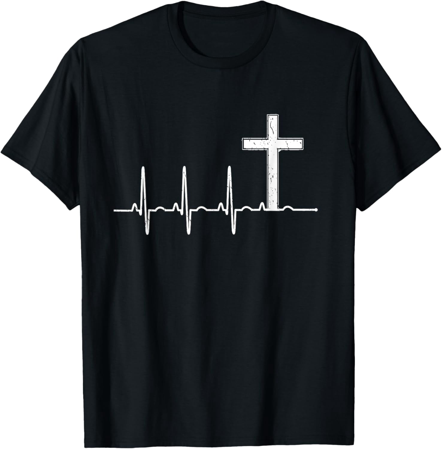 EKG LifeLine Christ Heartbeat Cross Pulse Funny Creative Graphic T ...