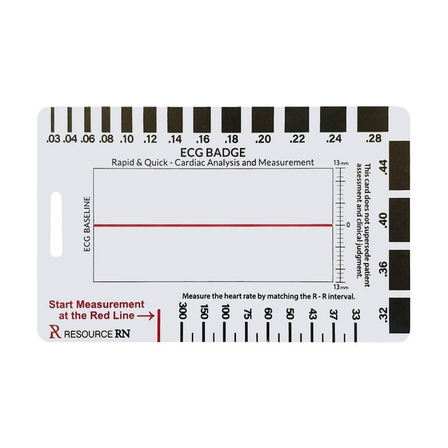 EKG Pocket Card with Calipers, Double-Sided EKG Interpretation Badge ...