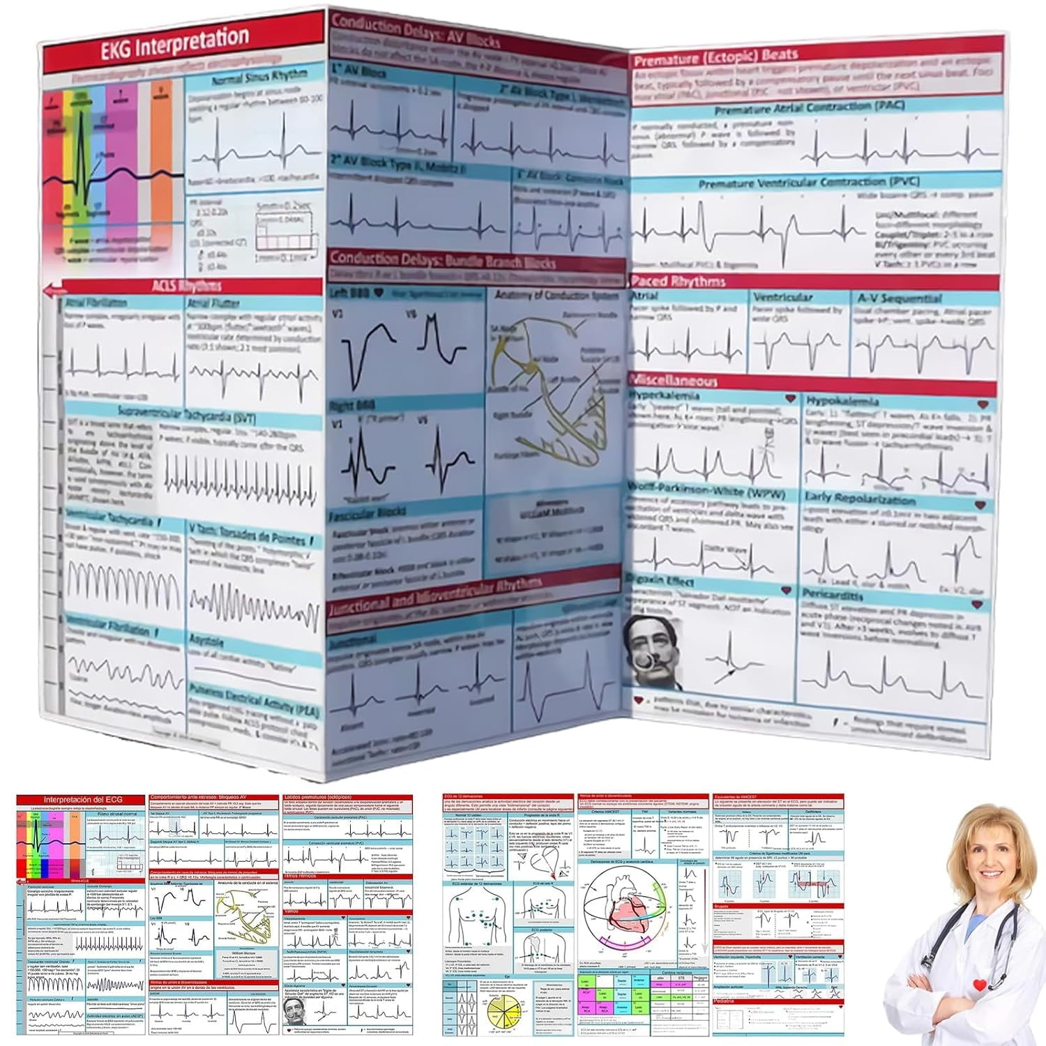 EKG Pocket Guide,EKG Rhythm Interpretation, Compact & Portable ...