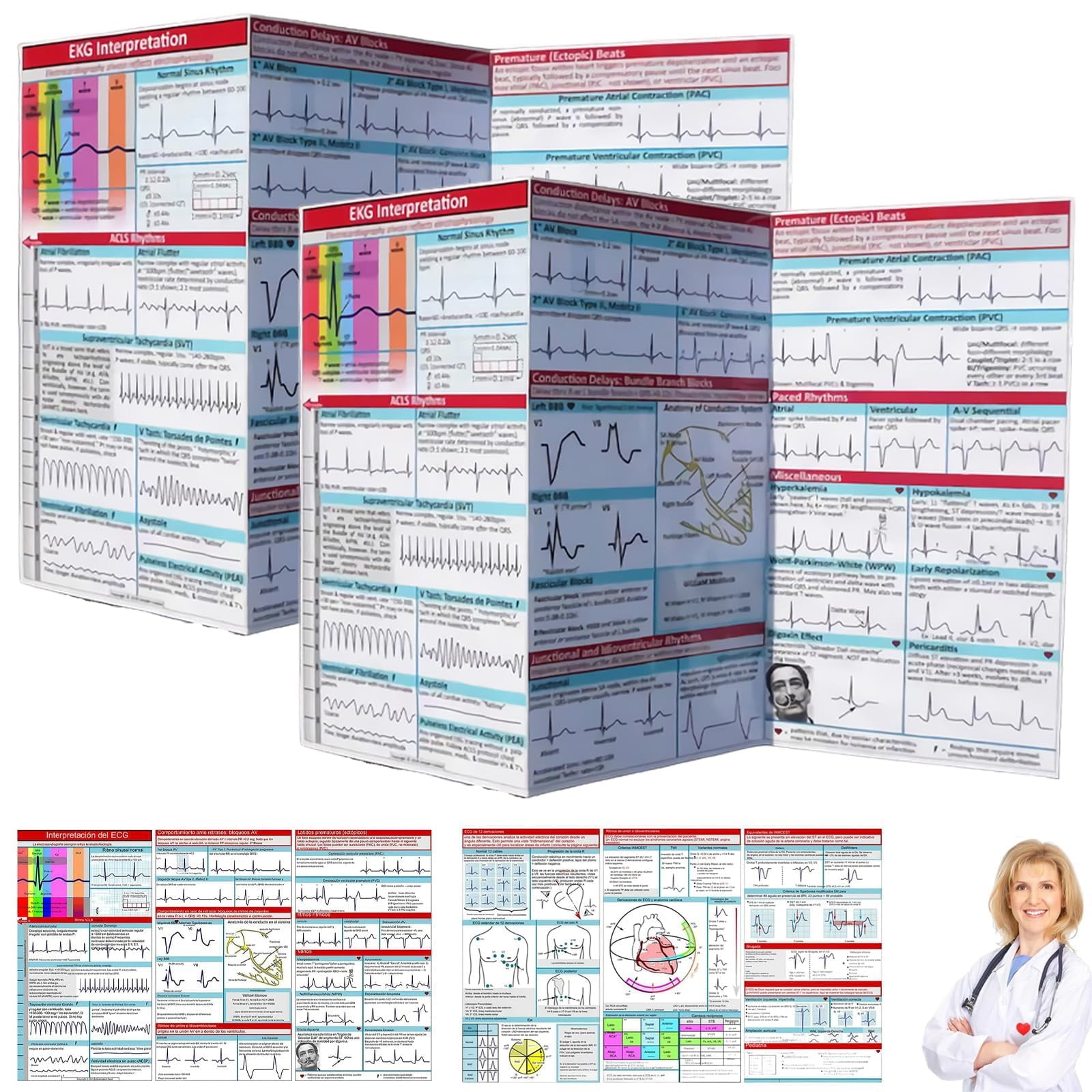 EKG Pocket Guide, EKG Rhythm Interpretation,Double Sided Compact ...