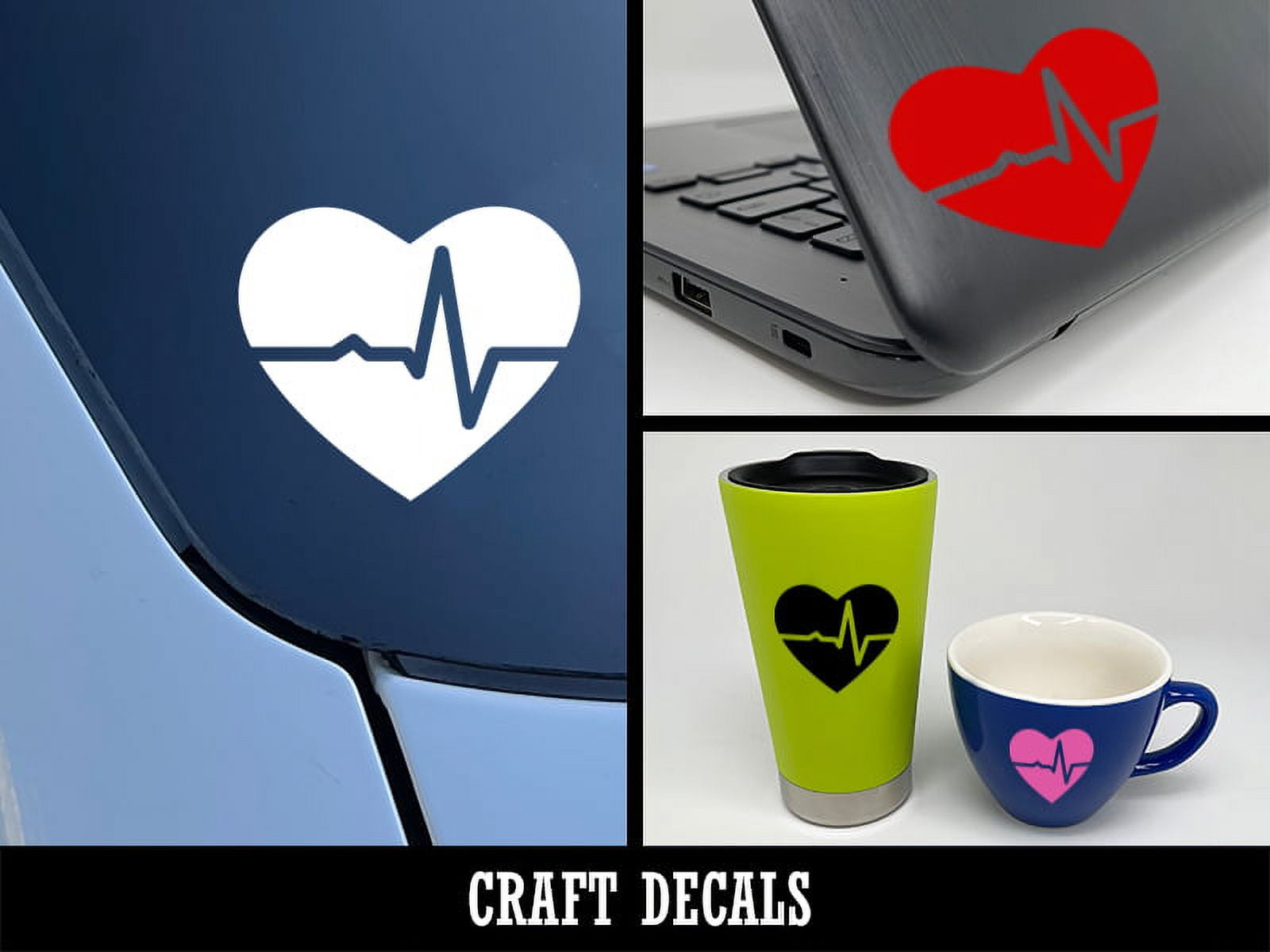 EKG Pulse Heart Beat Craft Vinyl Indoor Outdoor Decal Sticker - Yellow ...