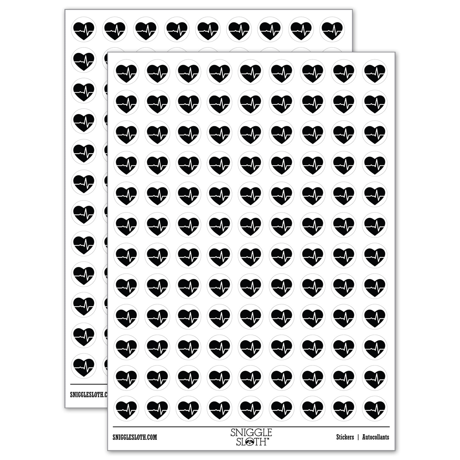 EKG Pulse Heart Beat 200+ Round Stickers - White - Gloss Finish - 0.50 ...