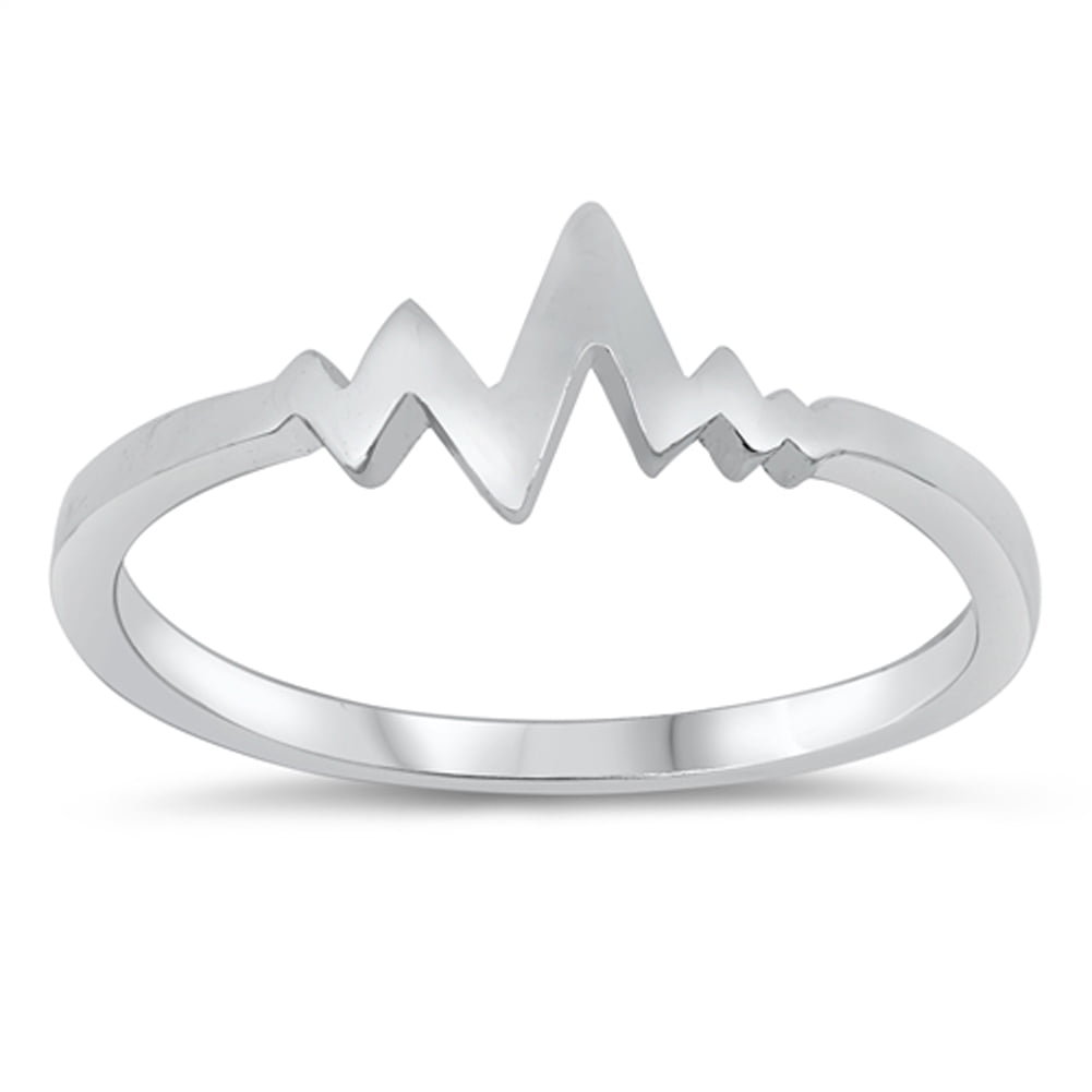EKG Pulse Heartbeat Nurse EMT Ring .925 Sterling Silver Jewelry Female ...