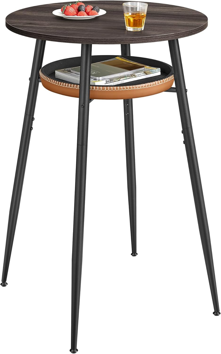 EKHO Collection - Bar Table with Storage, Round High Pub Table ...