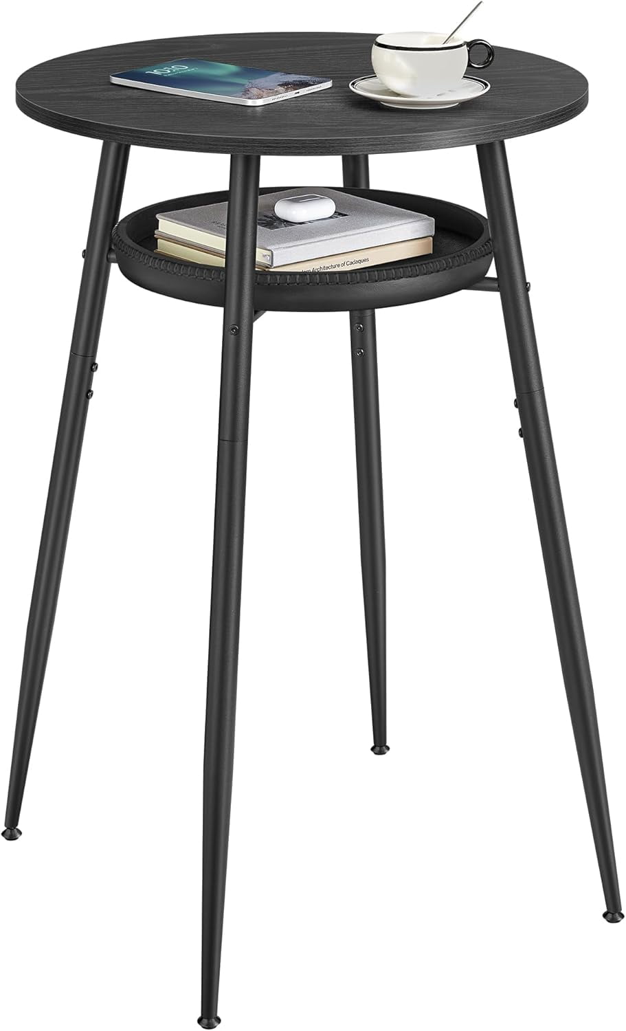 EKHO Collection - Bar Table with Storage, Round High Pub Table ...