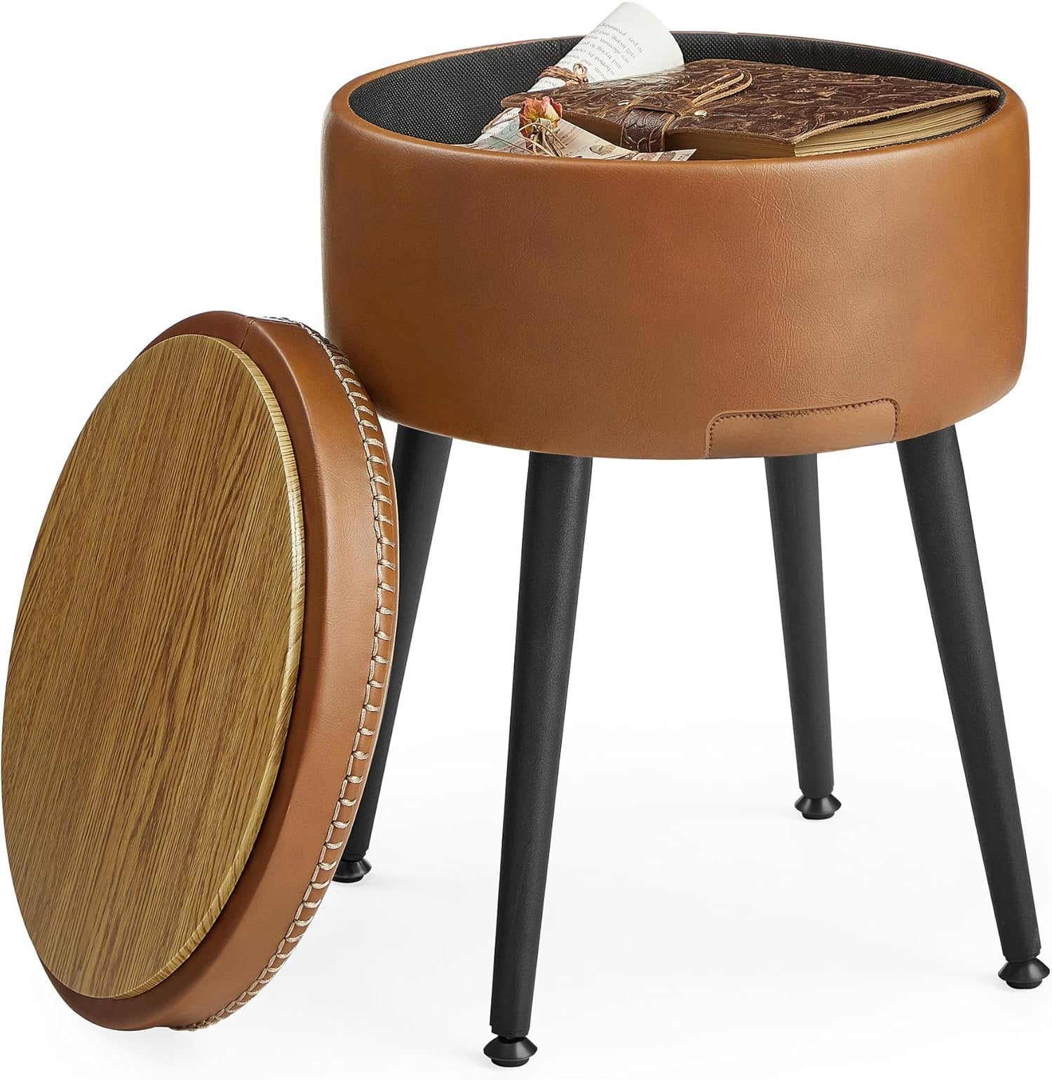 EKHO Collection - Storage Ottoman, Vanity Chair Stool, Synthetic ...