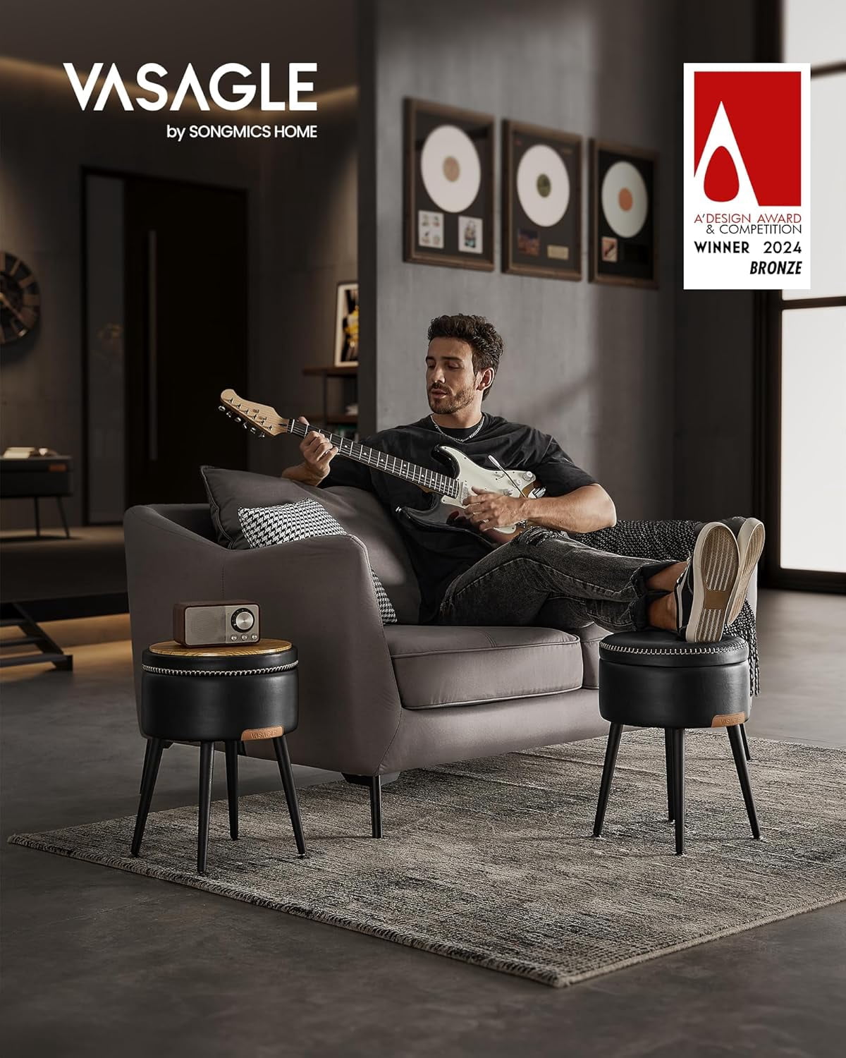 EKHO Collection - Storage Ottoman, Vanity Chair Stool, Synthetic ...