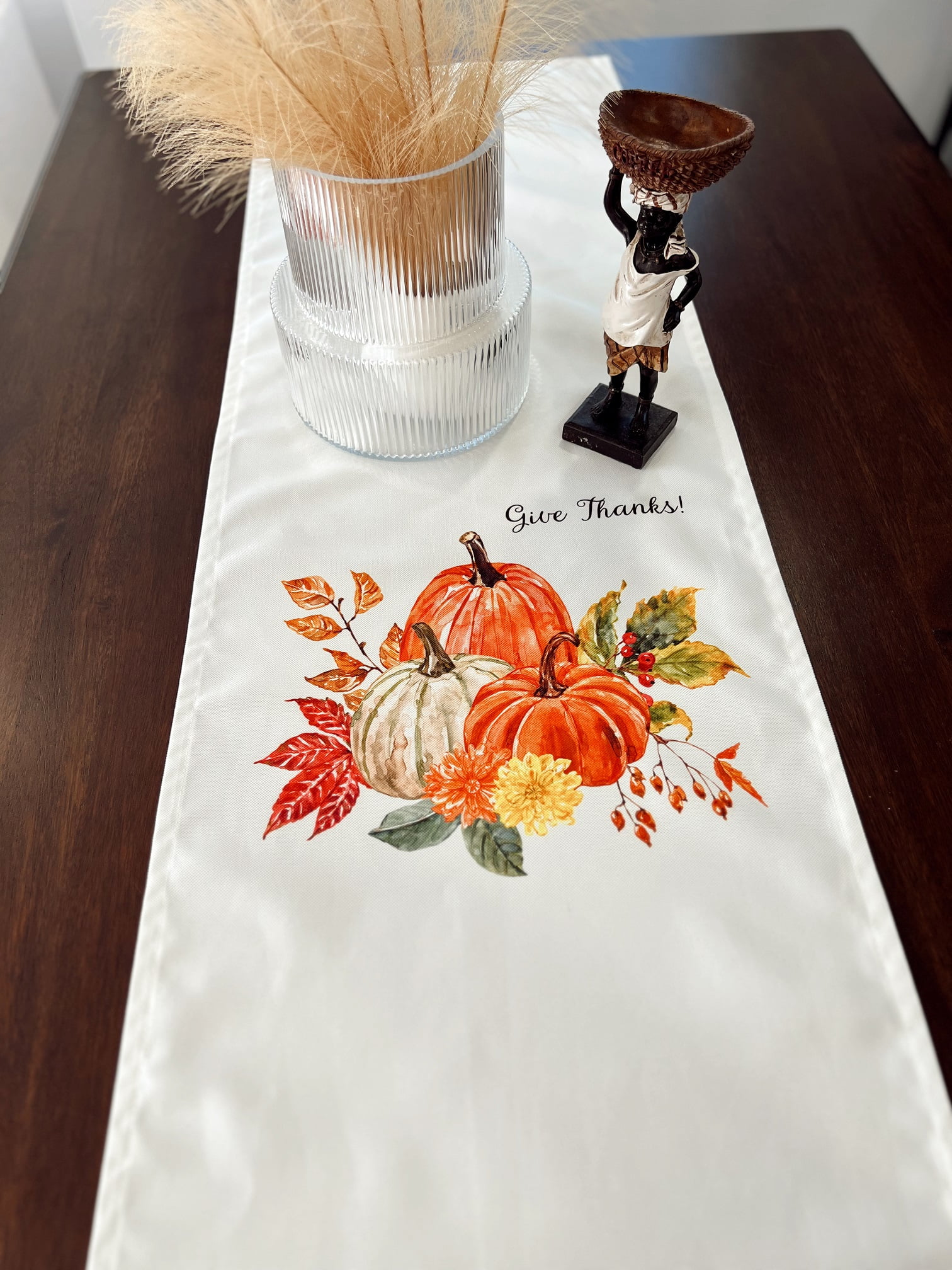 EKIB Farmhouse Style Fall Linen Table Runners, 16x70 Inch, White Modern ...