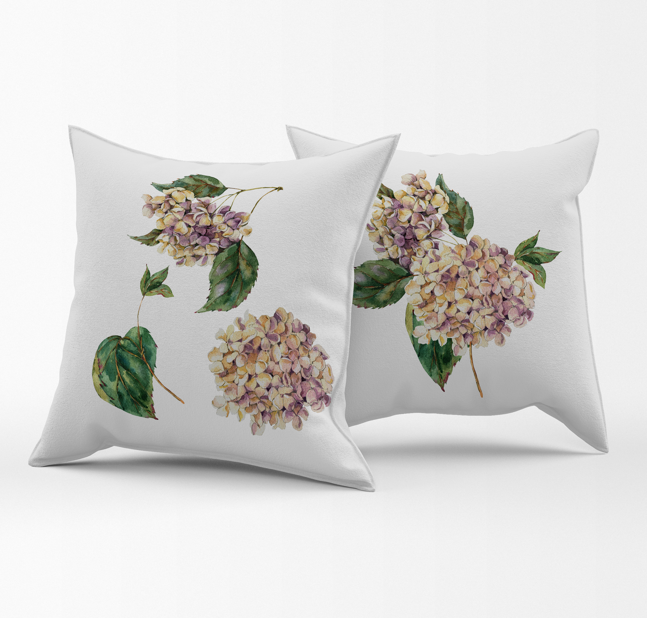 EKIB Hydrangea Pillow Covers 18x18 inch (45cm x 45cm), Set of 2 Double ...