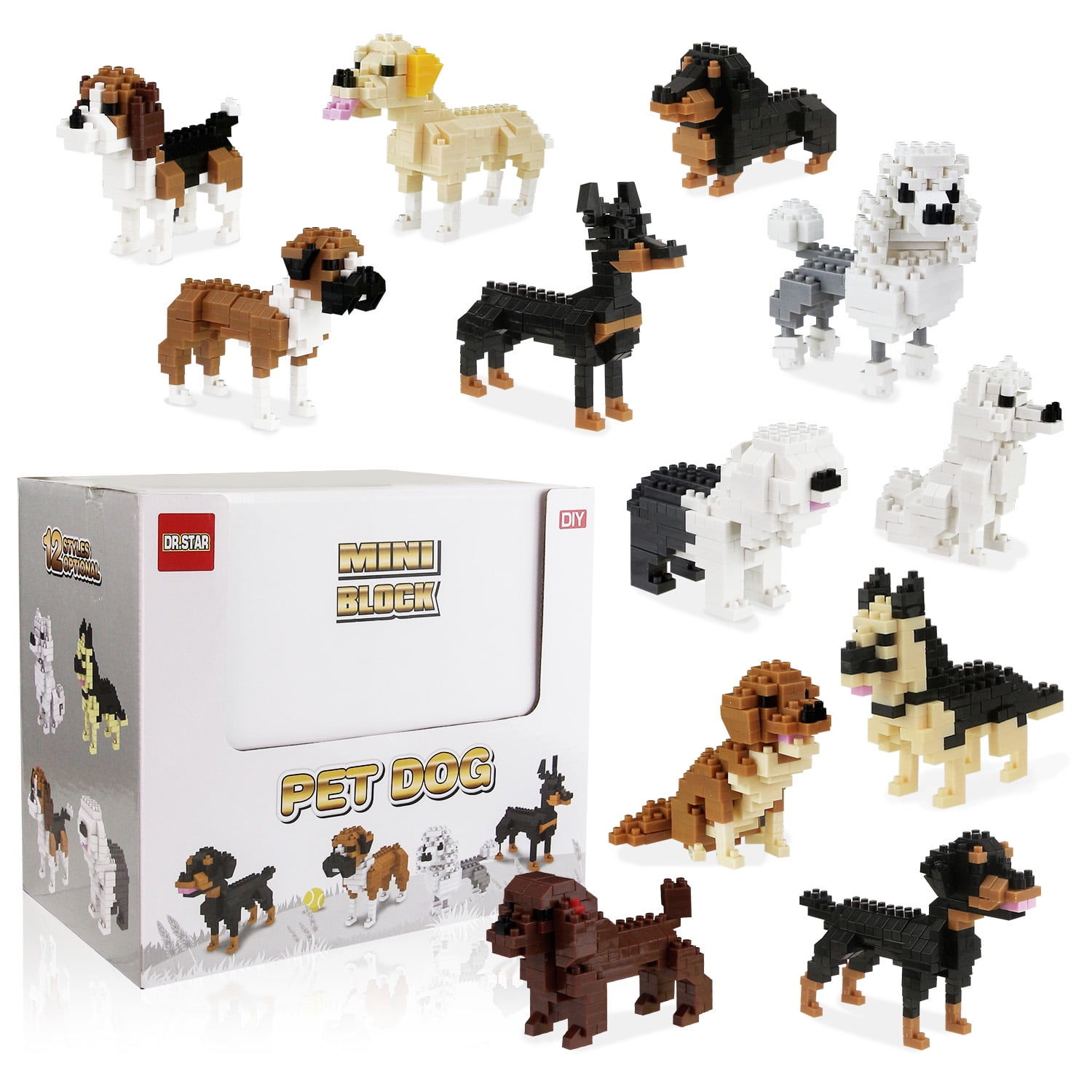 EKIND 12 Different Pet Dog Building Blocks Set Educational Toy ...
