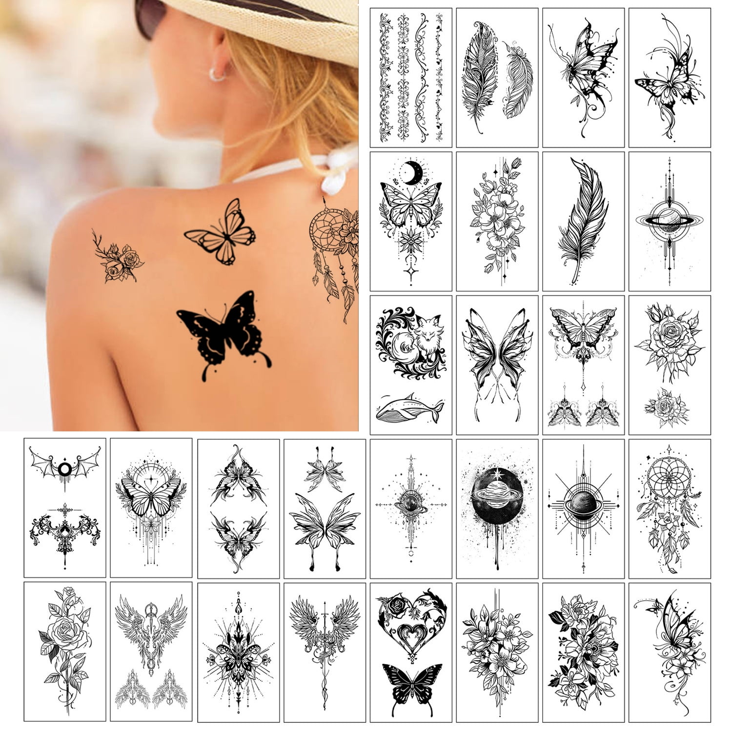 EKIND 30 Sheets Temporary Tattoos , Mixed Styles Temporary Tattoo ...