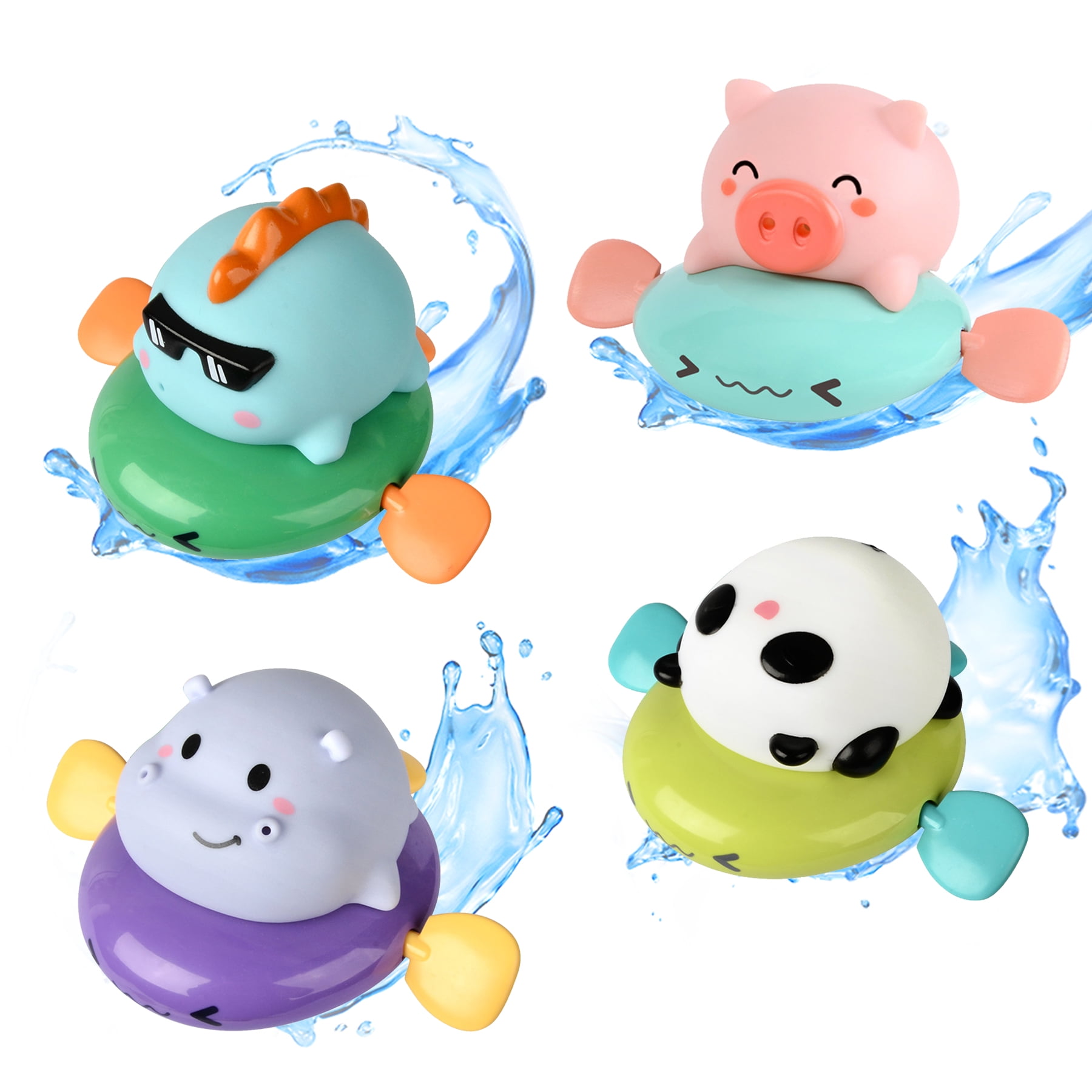 EKIND 4 Piece Interactive Pull String Bath Toy Set, Fun and Adorable ...
