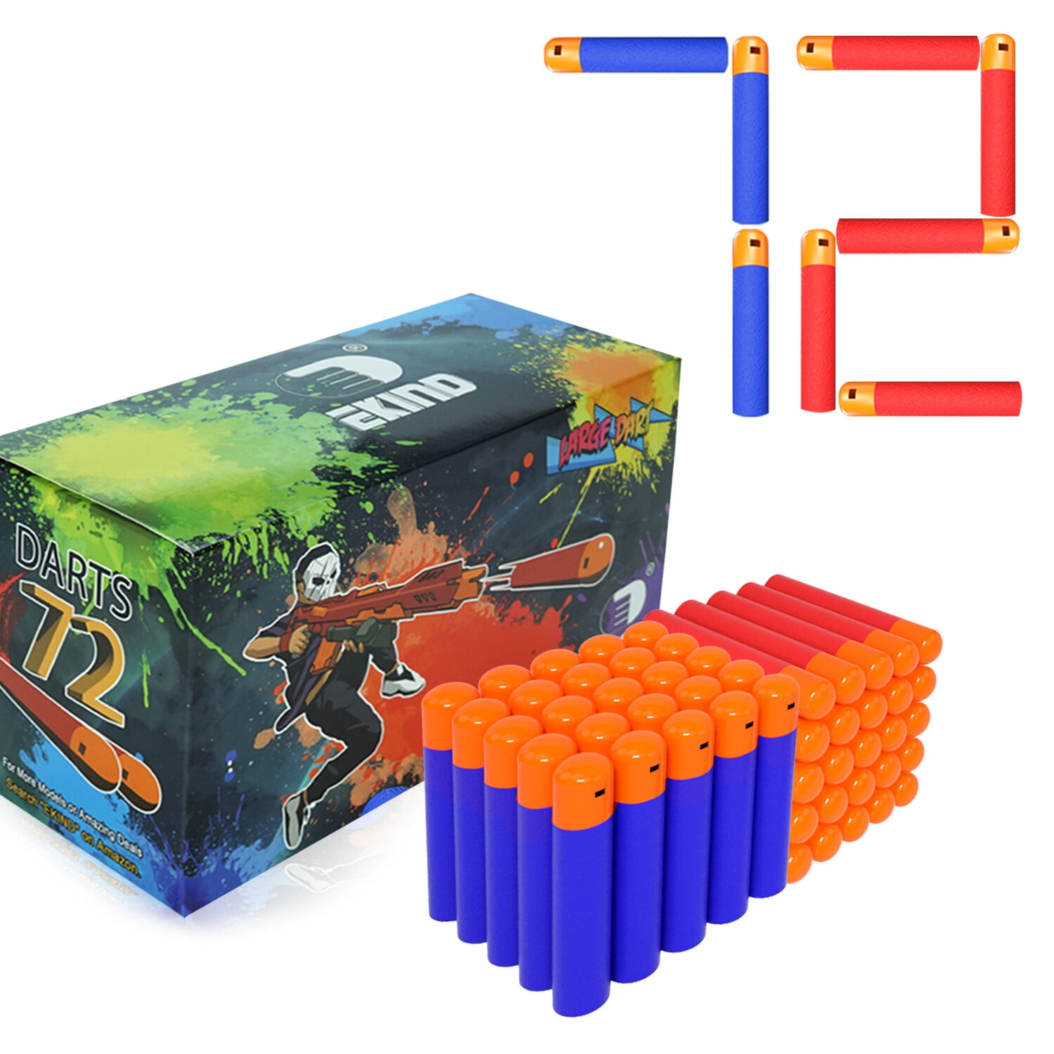 EKIND 9.5cm Foam Darts Compatible for Nerf Elite Mega Series 72-Dart ...