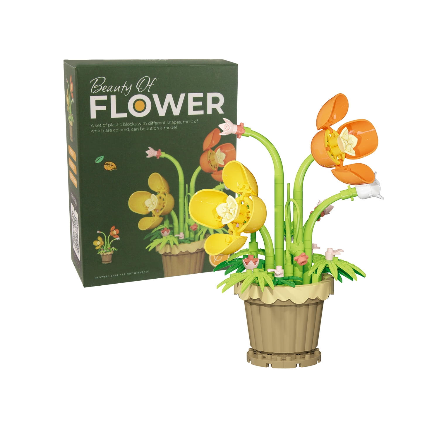 EKIND Mini Building Block Flower Potted Plants Set, Colorful Cute Small ...