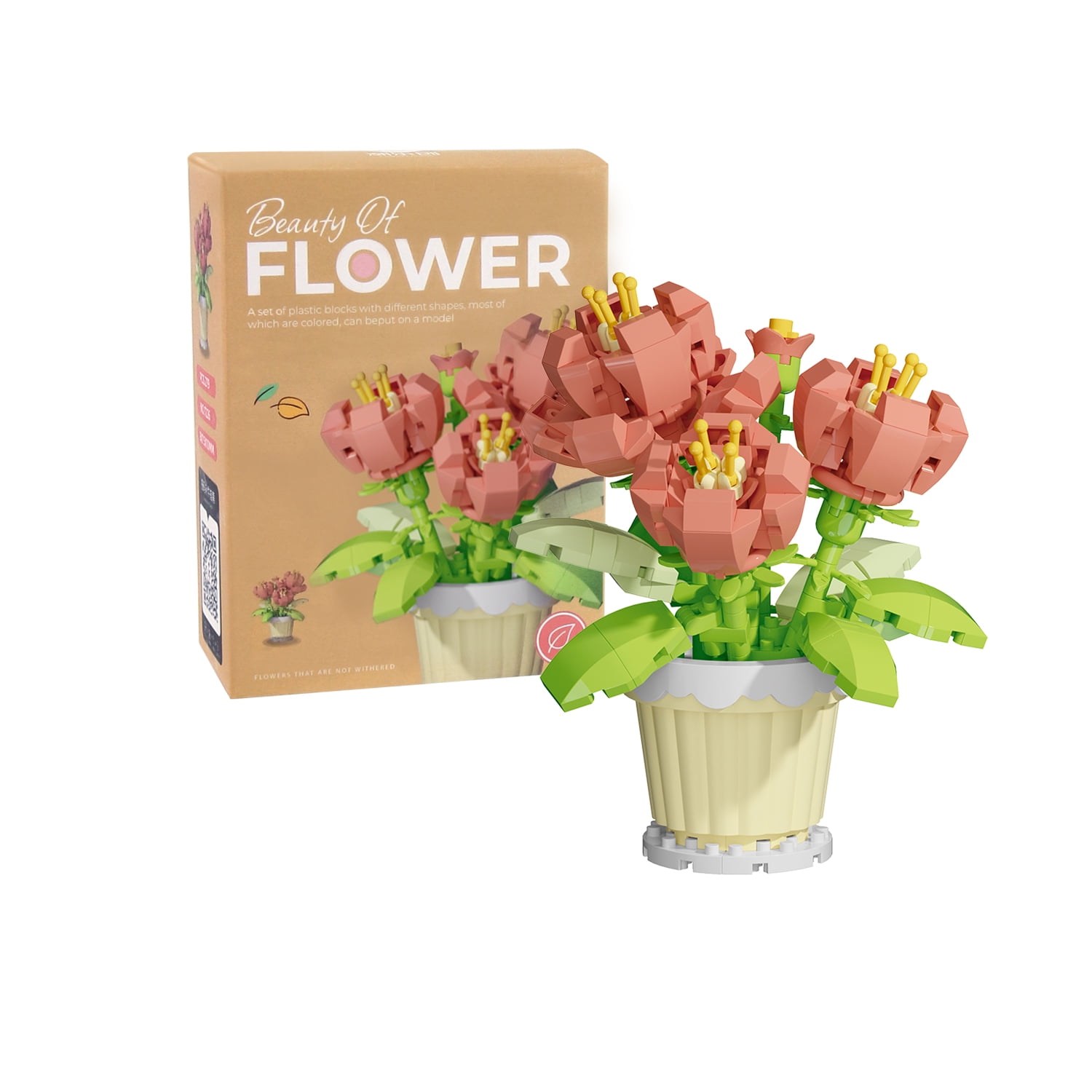 EKIND Mini Building Block Flower Potted Plants Set, Colorful Cute Small ...
