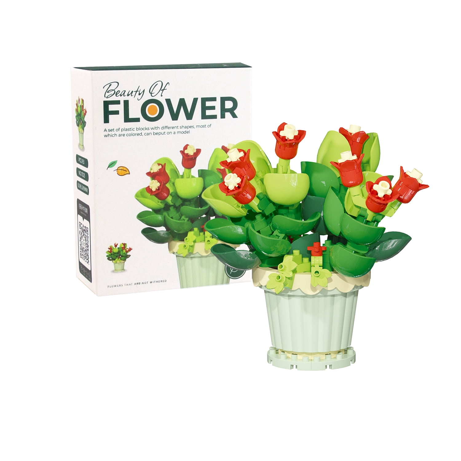 EKIND Mini Building Block Flower Potted Plants Set, Colorful Cute Small ...