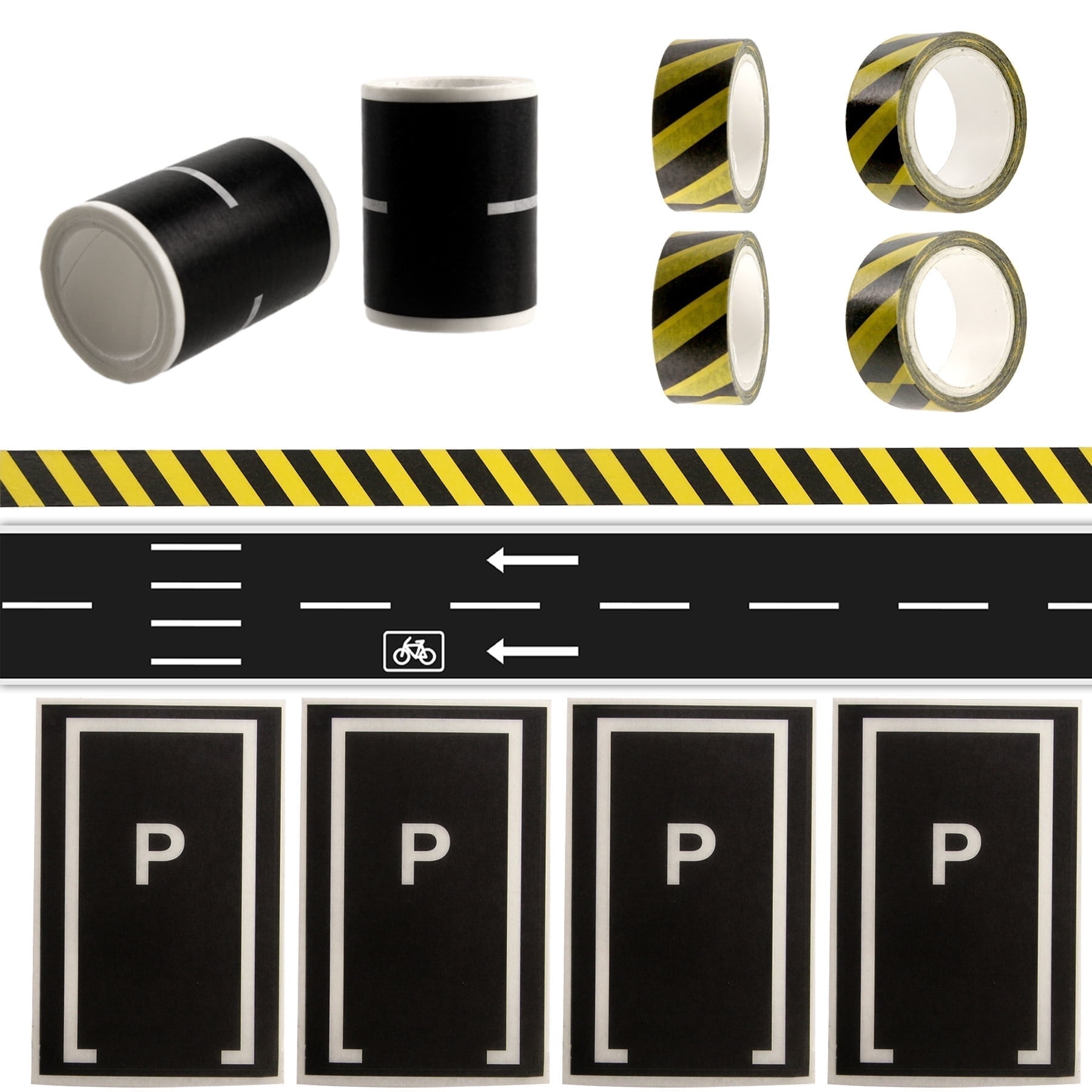 EKIND Play Railway Tape Black Road Set 2 Rolls 196"X2" Highway Straight ...