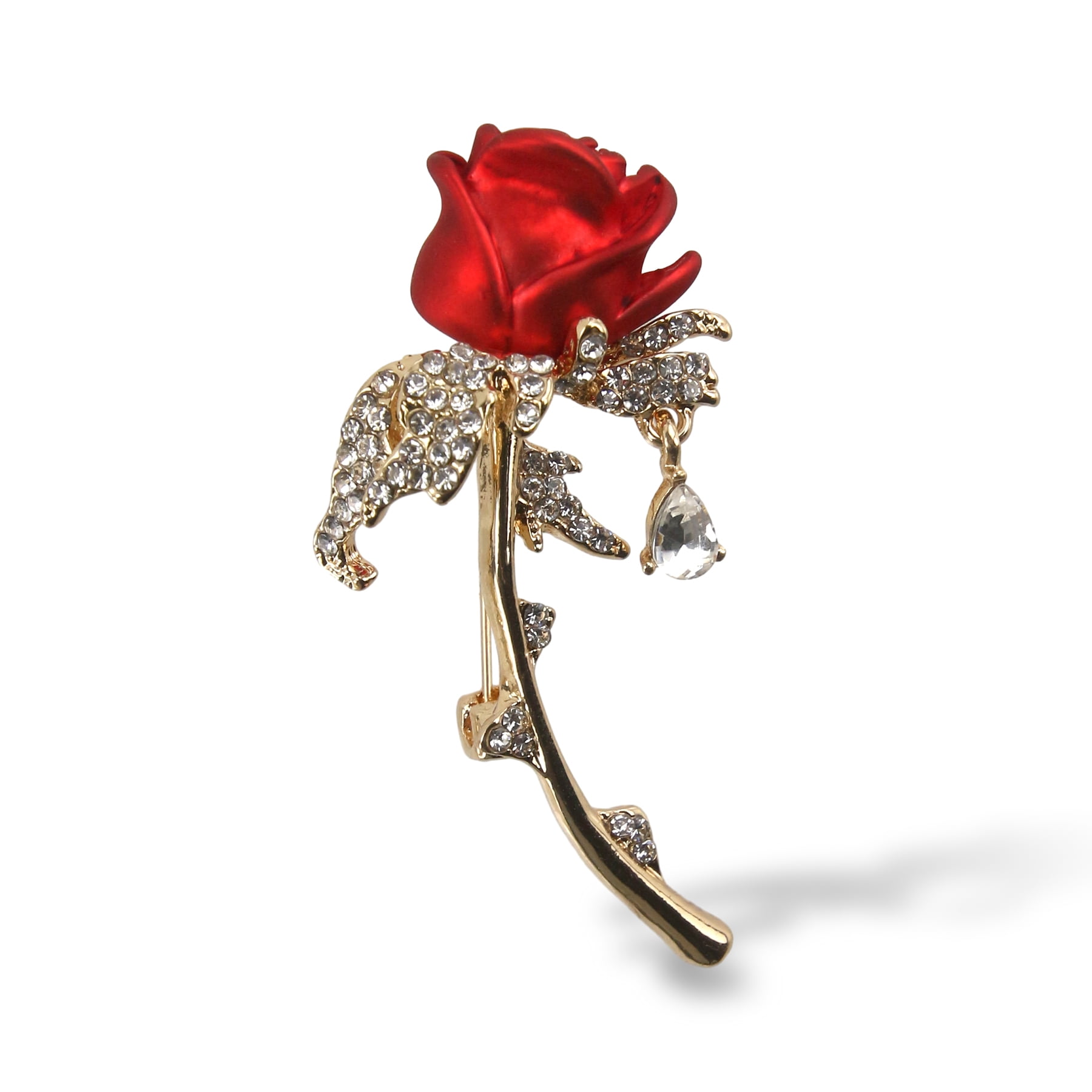 EKIND Red Tassel Rose Flower Brooch - Delicate Suit Pin, Women's Scarf ...