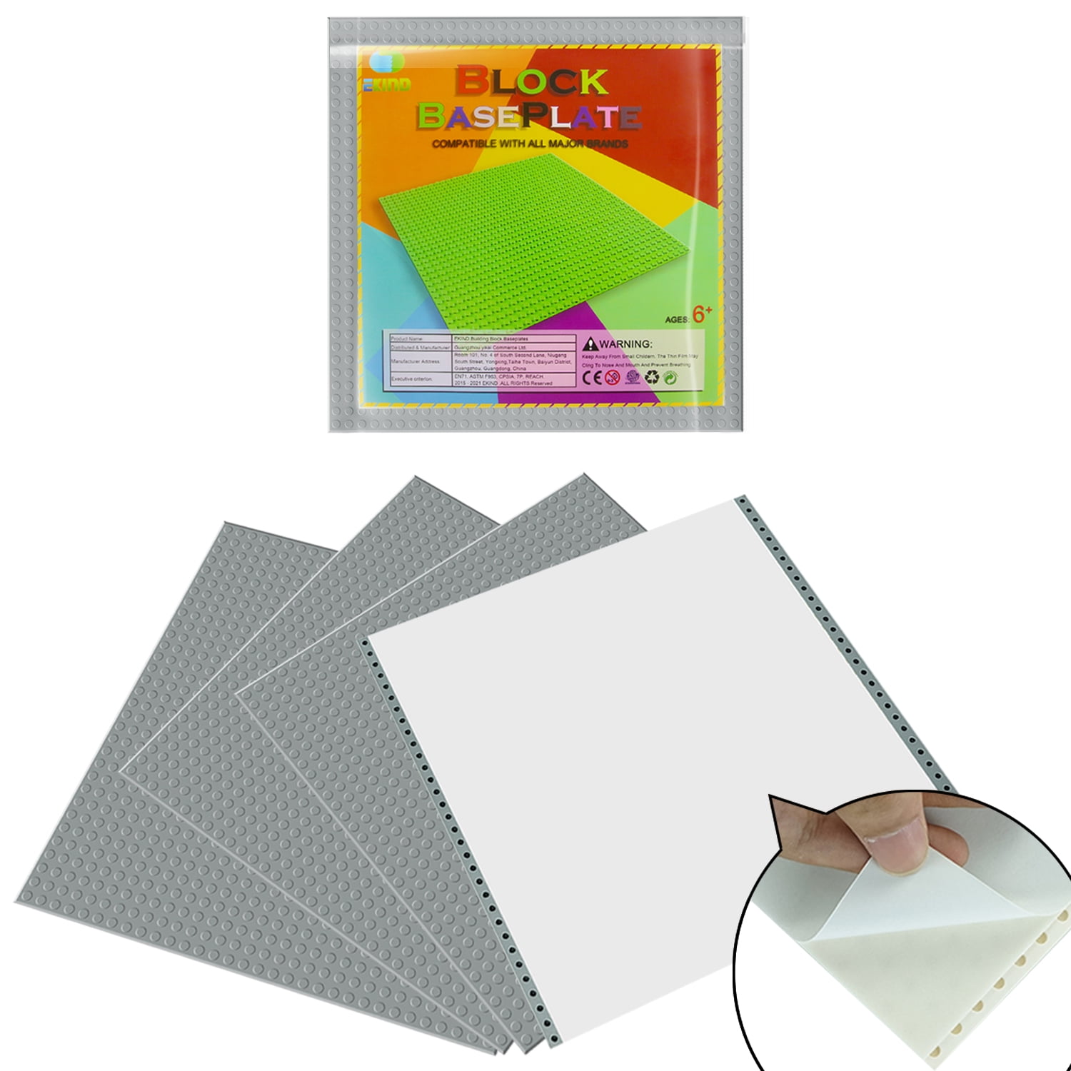 EKIND Self Adhesive Building Brick Plates, 10 inch x 10 inch Base ...