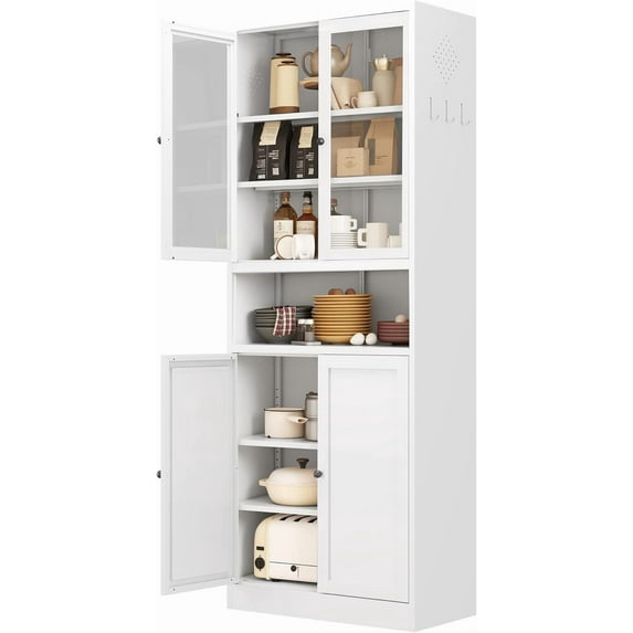 EKJ Kitchen Pantry Cabinet with Microwave Stand, 72" Tall Kitchen Hutch ...