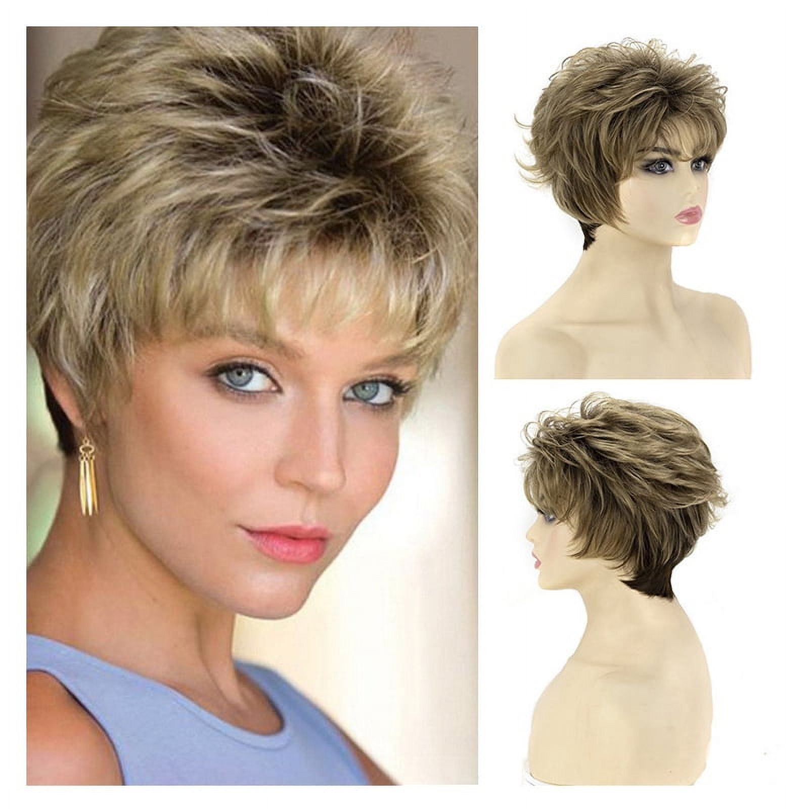 EKKIMIMI Short Wigs For Women Short Wavy Bob Wig With Bangs For Women ...